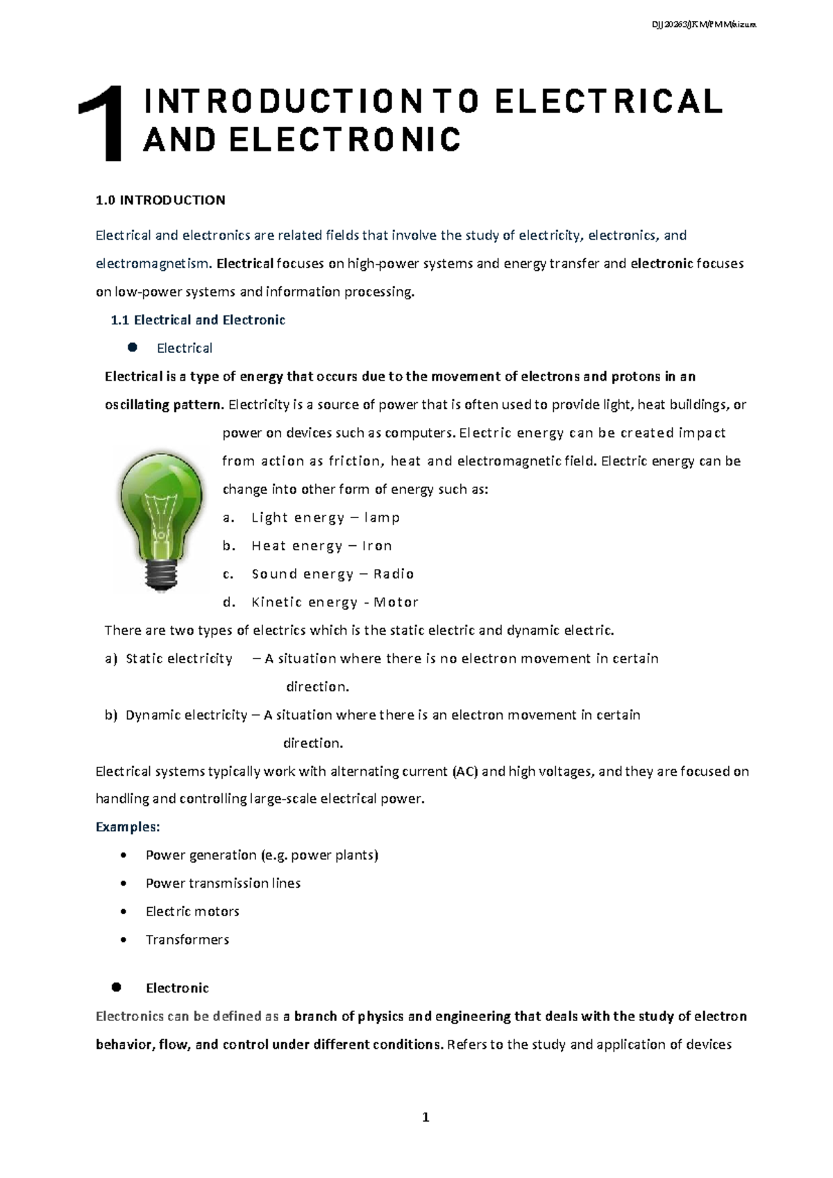 Introduction to Electrical & Electronic Engineering Basics (DJJ20263) - Studocu
