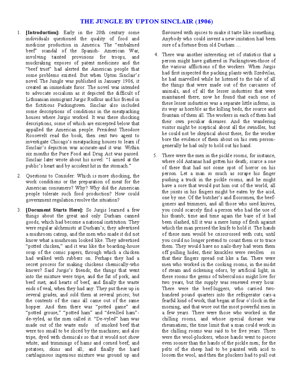 The Jungle (1906) by Upton Sinclair: Exposing Food Industry Horrors ...