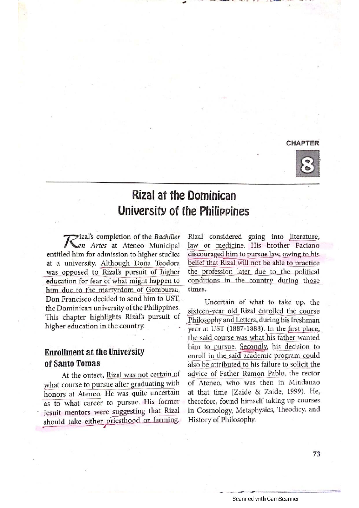 Education in Ateneo, UST and abroad on Rizal's first travel 1 - CHAPTER ...