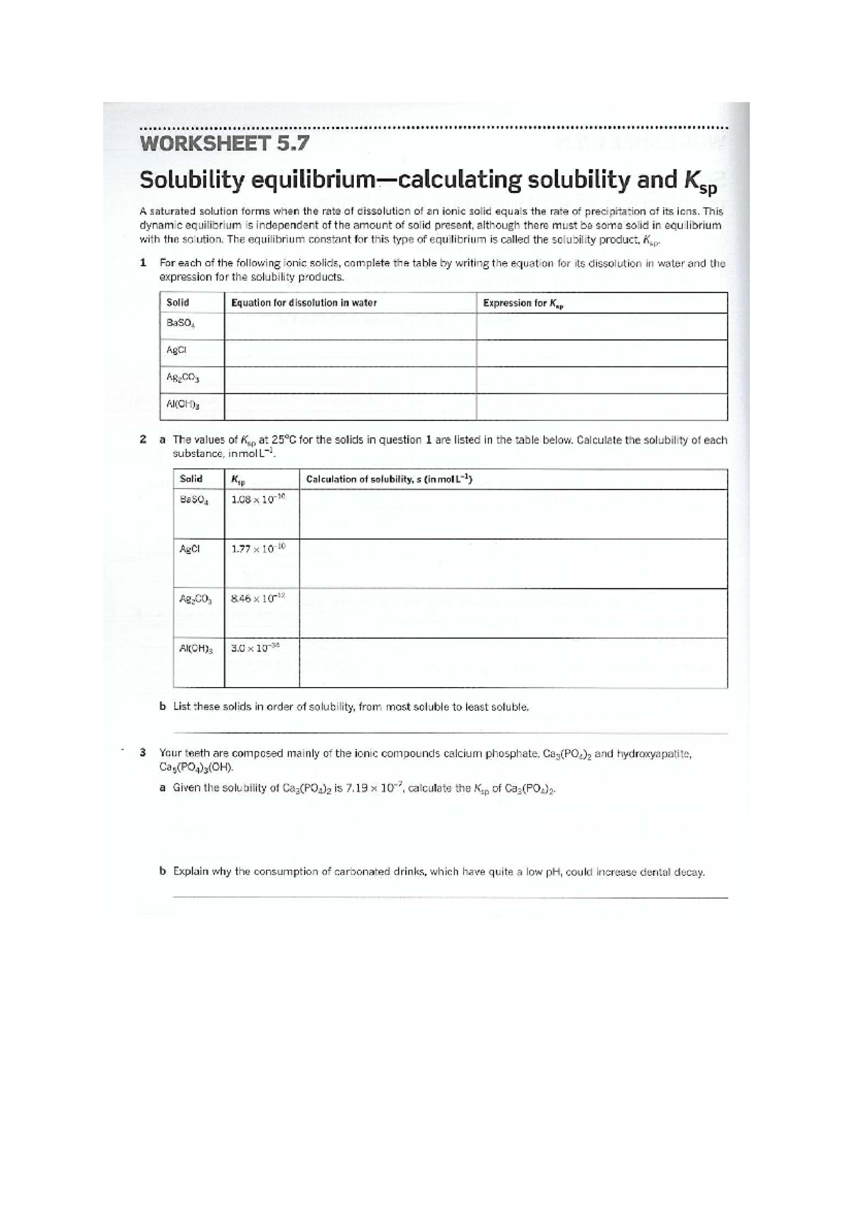 Chem HW - Mod 5 Practice: Solubility & Ksp Calculations - Studocu