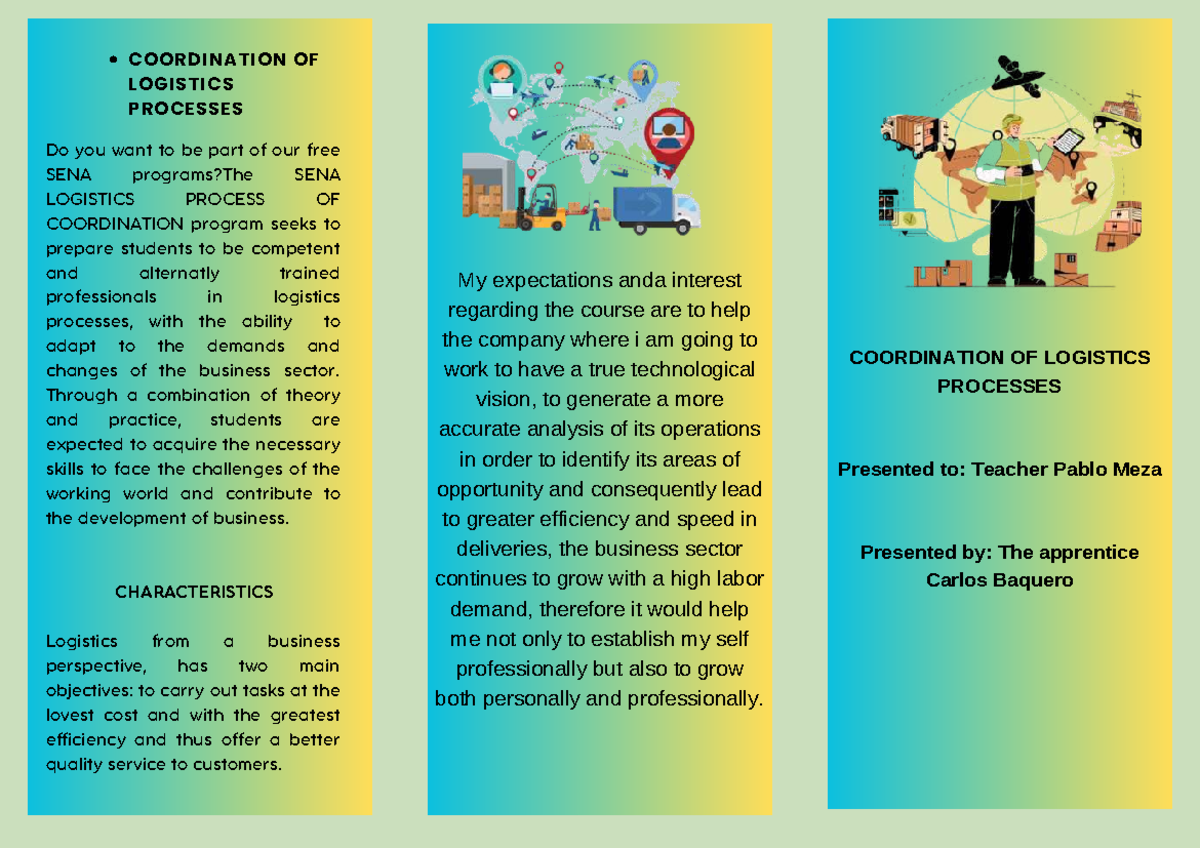 COORDINATION OF LOGISTICS PROCESSES - SENA Program Overview - Studocu