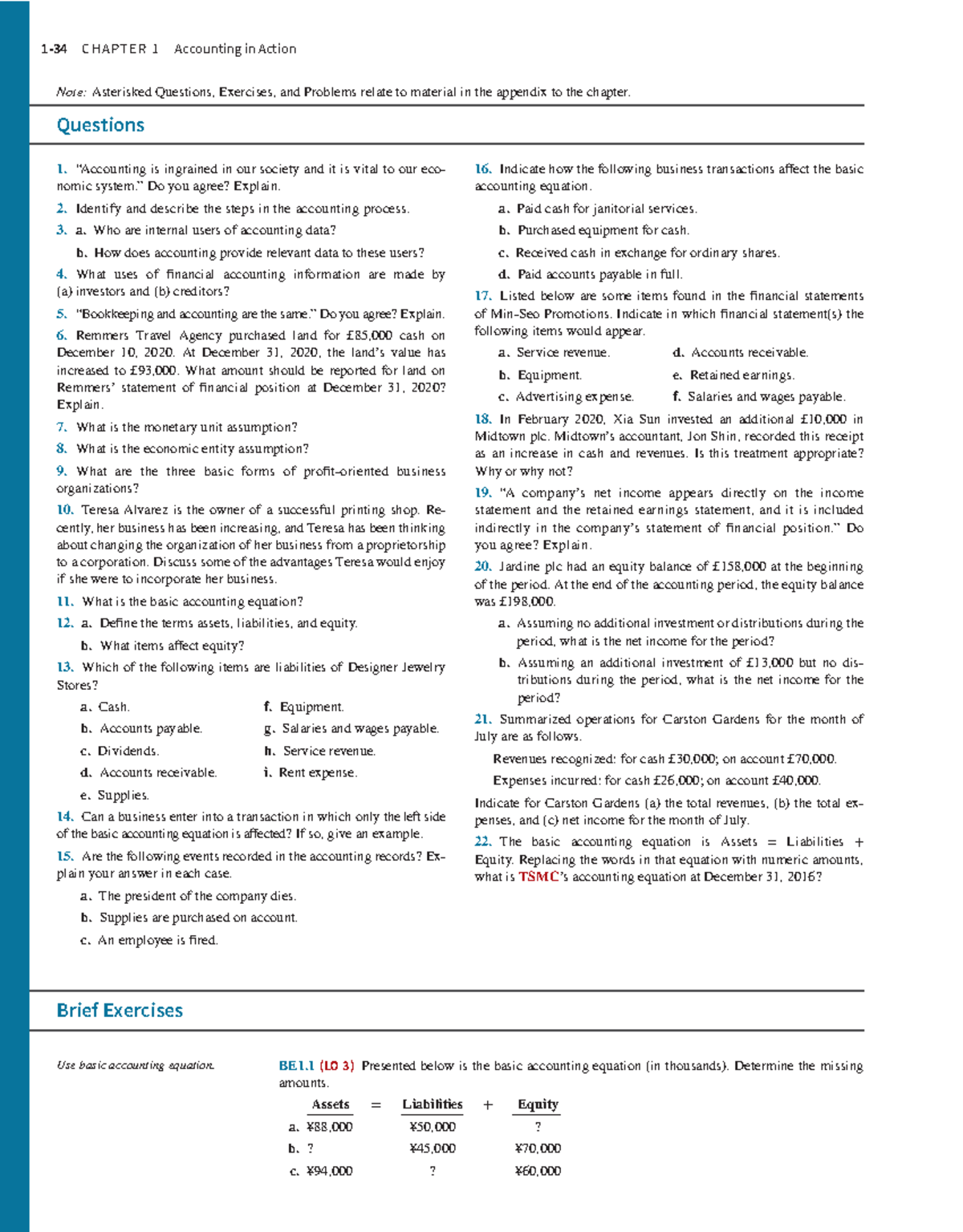 C01 Accounting in Action: Key Concepts and Exercises Overview - Studocu