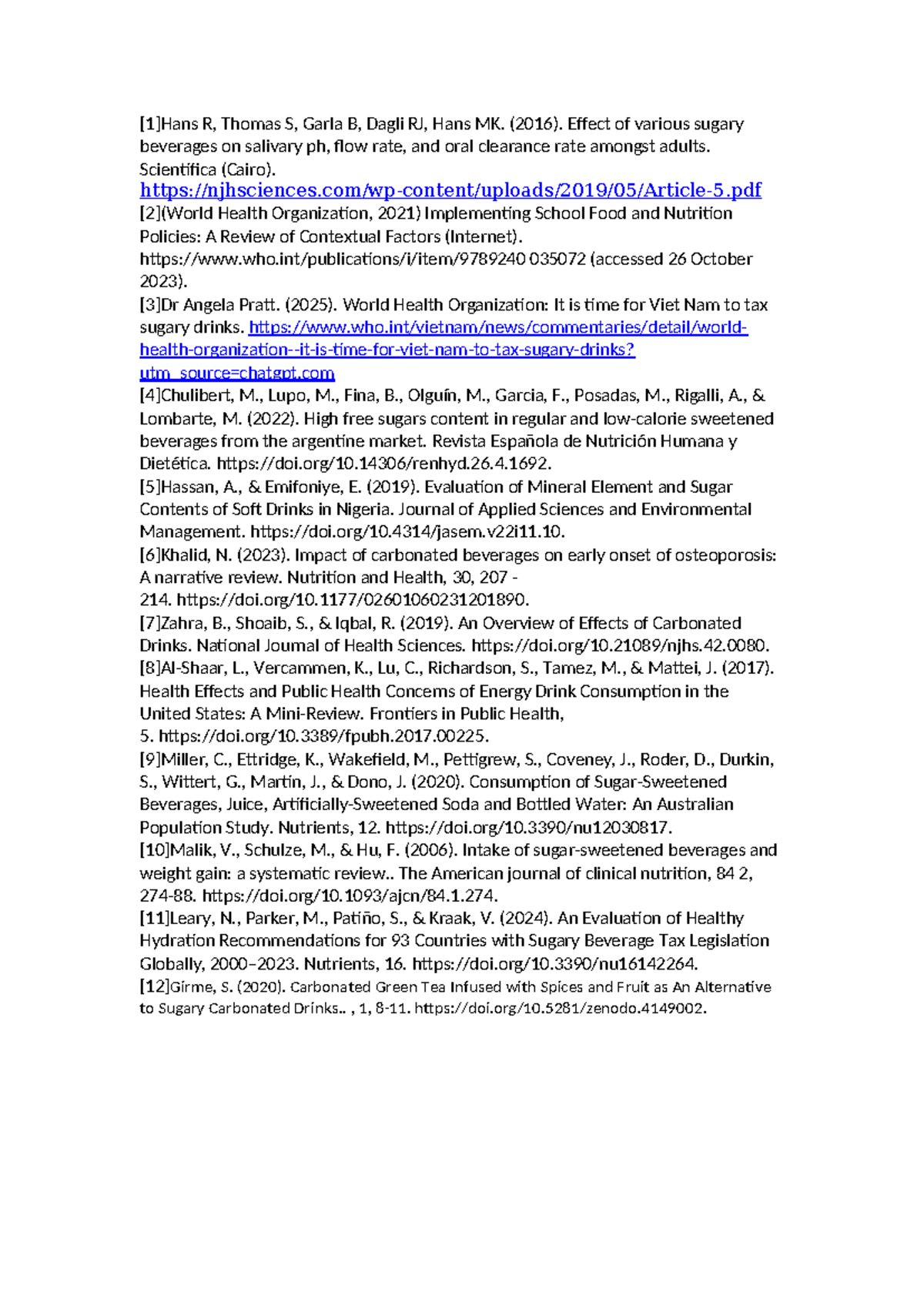 Review of Sugary Beverages and Health Impacts: A Comprehensive Study ...