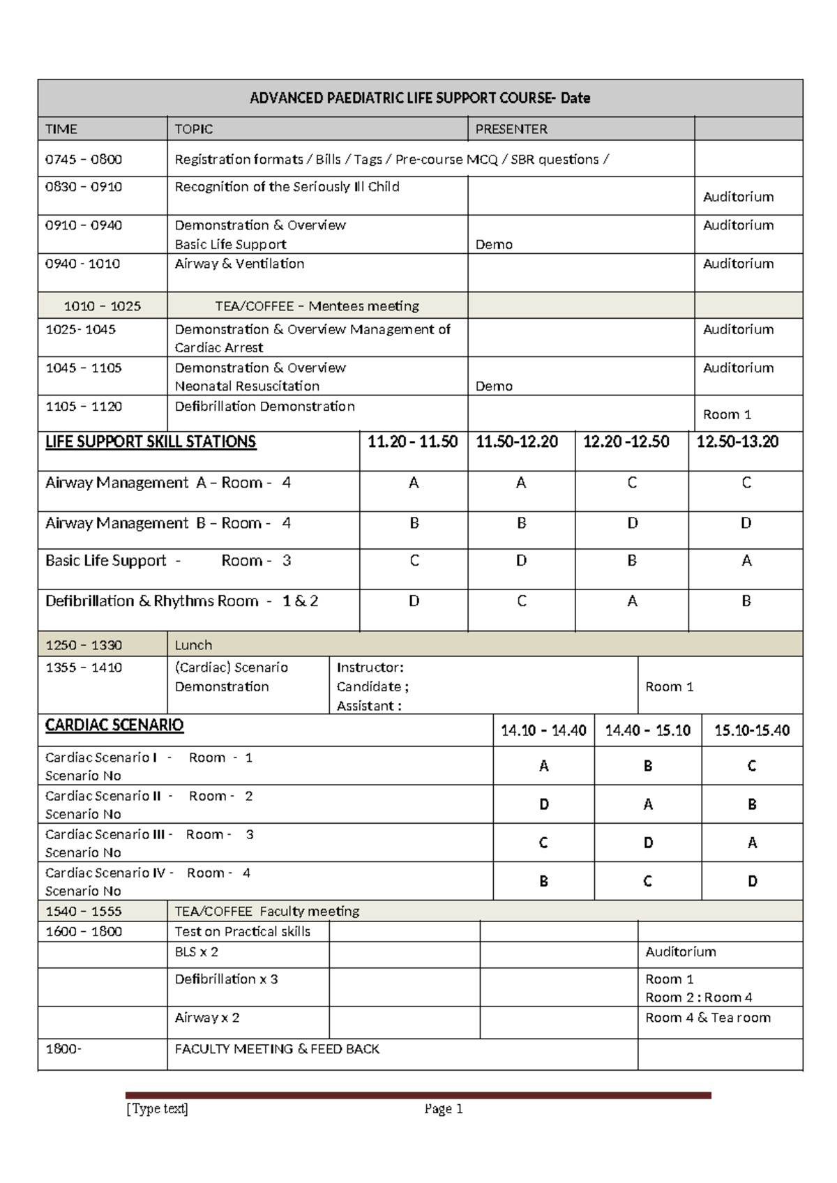 APLS 2019 Sample Programme: Advanced Paediatric Life Support Events ...
