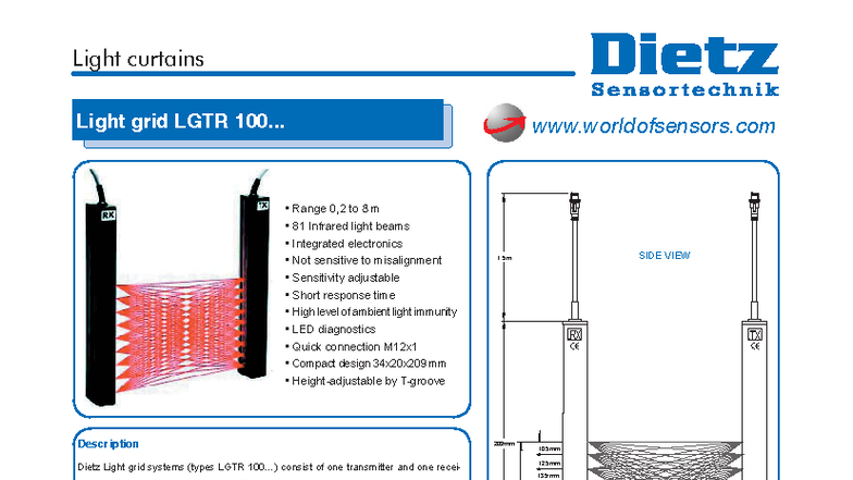 Light Curtains LGTR 100 PSK-ST4: Technical Datasheet - Studocu