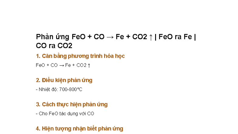 Phan ung feo co fe co2 feo ra fe co ra co2 165127 - Phản ứng FeO + CO → ...