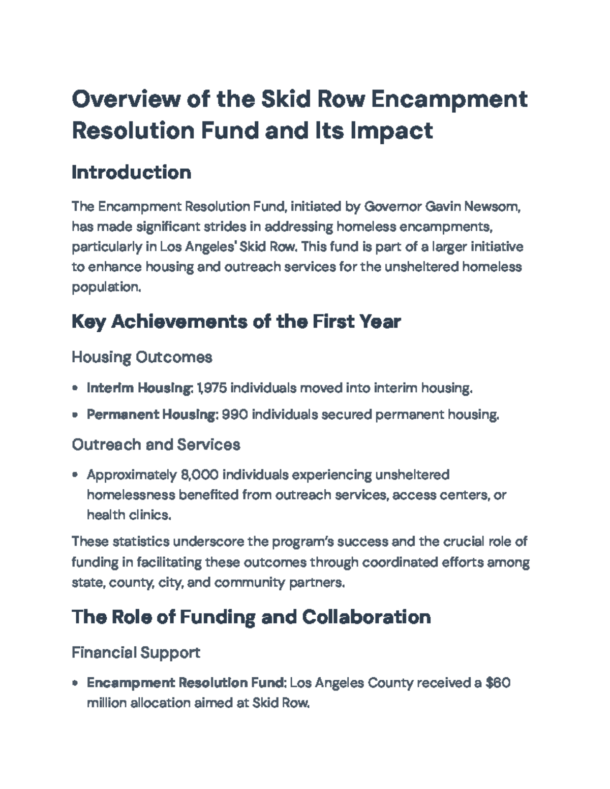 Encampment Resolution Fund: Impact on Skid Row Homelessness Initiatives ...