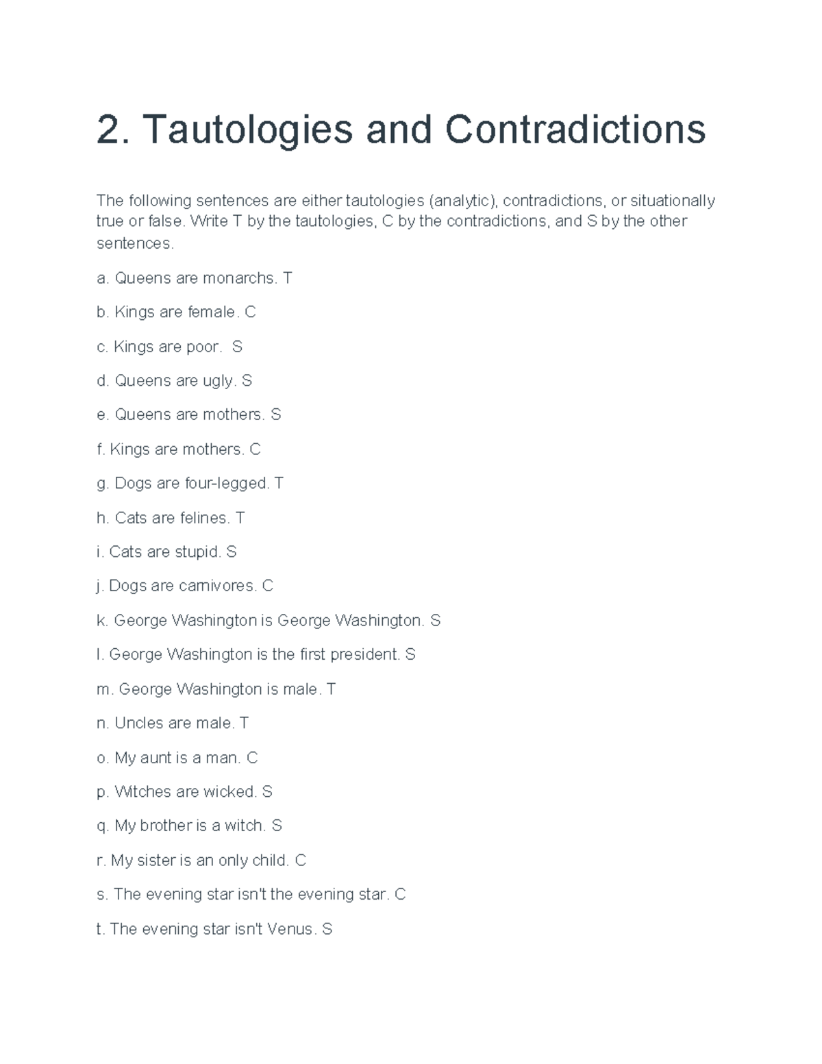 LIN 1 Homework 4: Understanding Tautologies and Semantics - Studocu