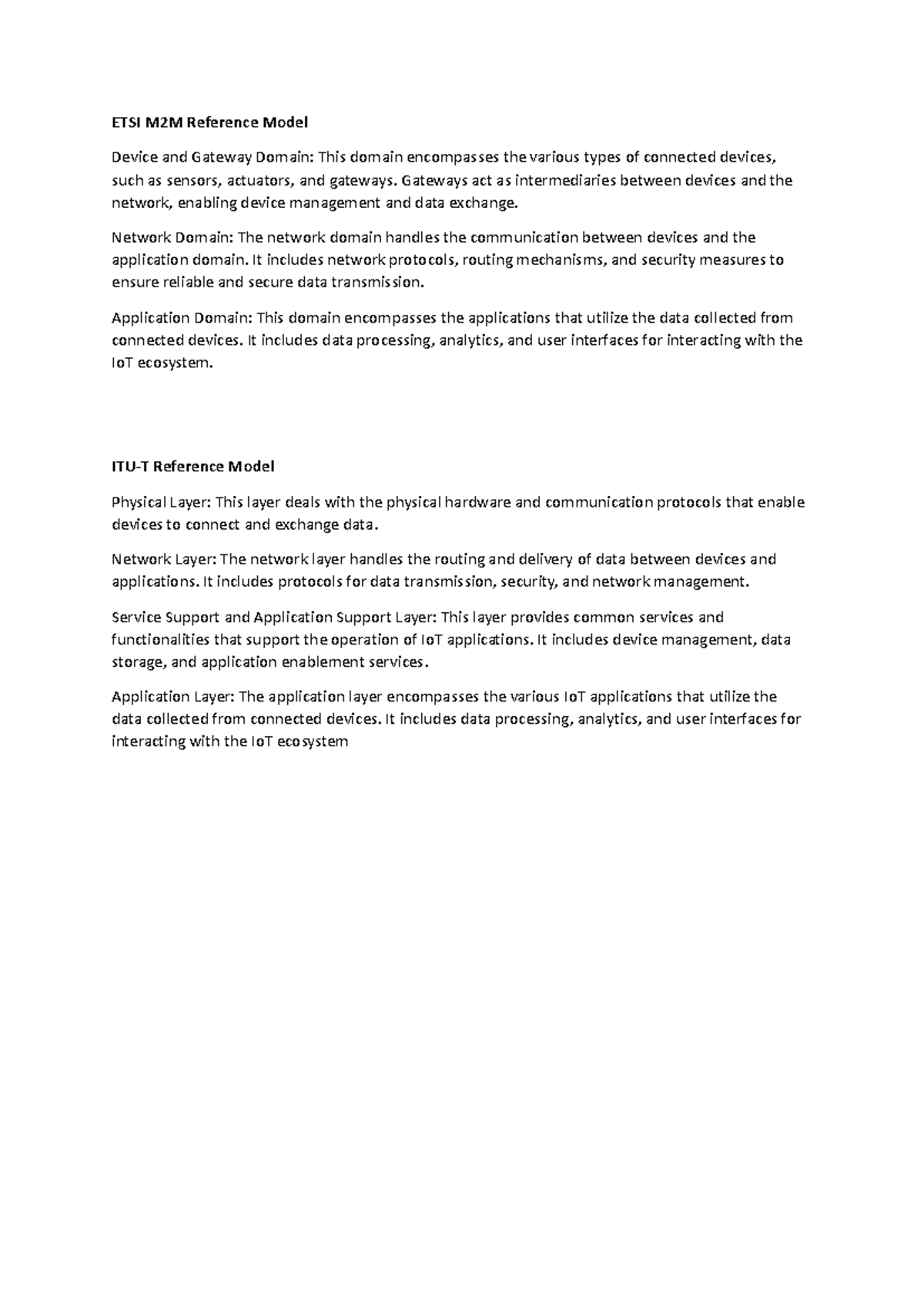 ETSI M2M IoT Architecture Reference Models Overview - Studocu