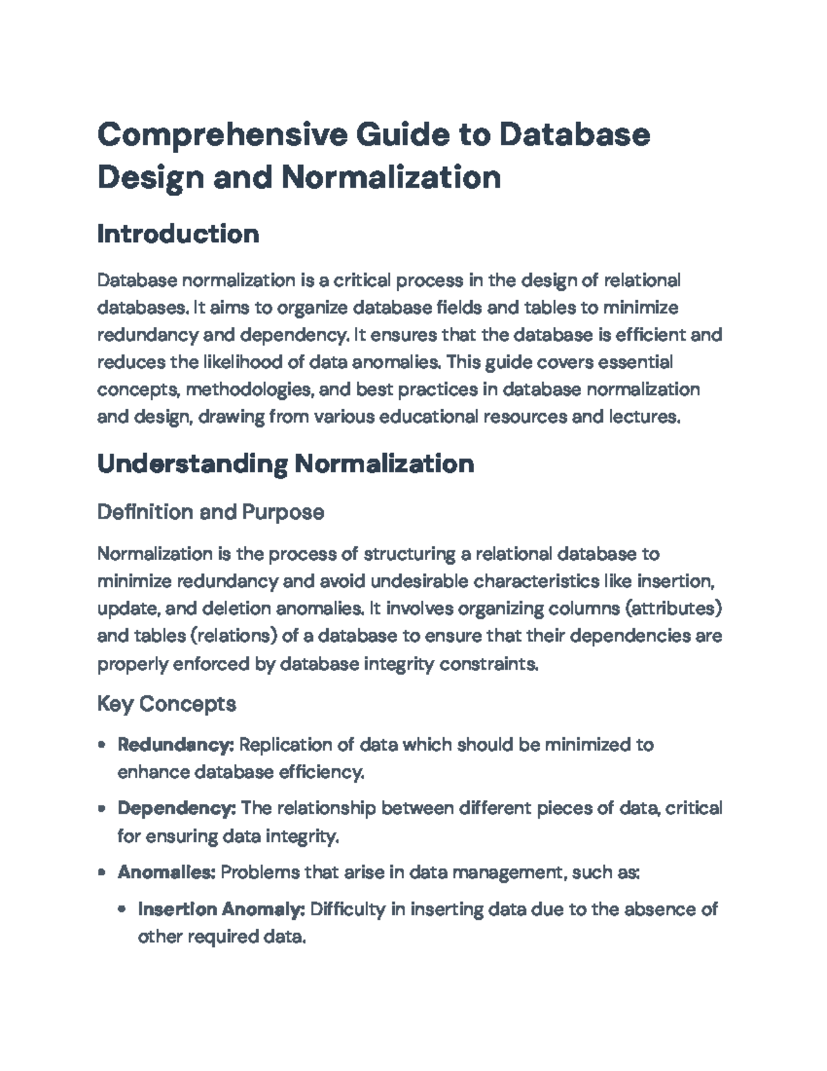 Comprehensive Guide to Database Design & Normalization Techniques - Studocu