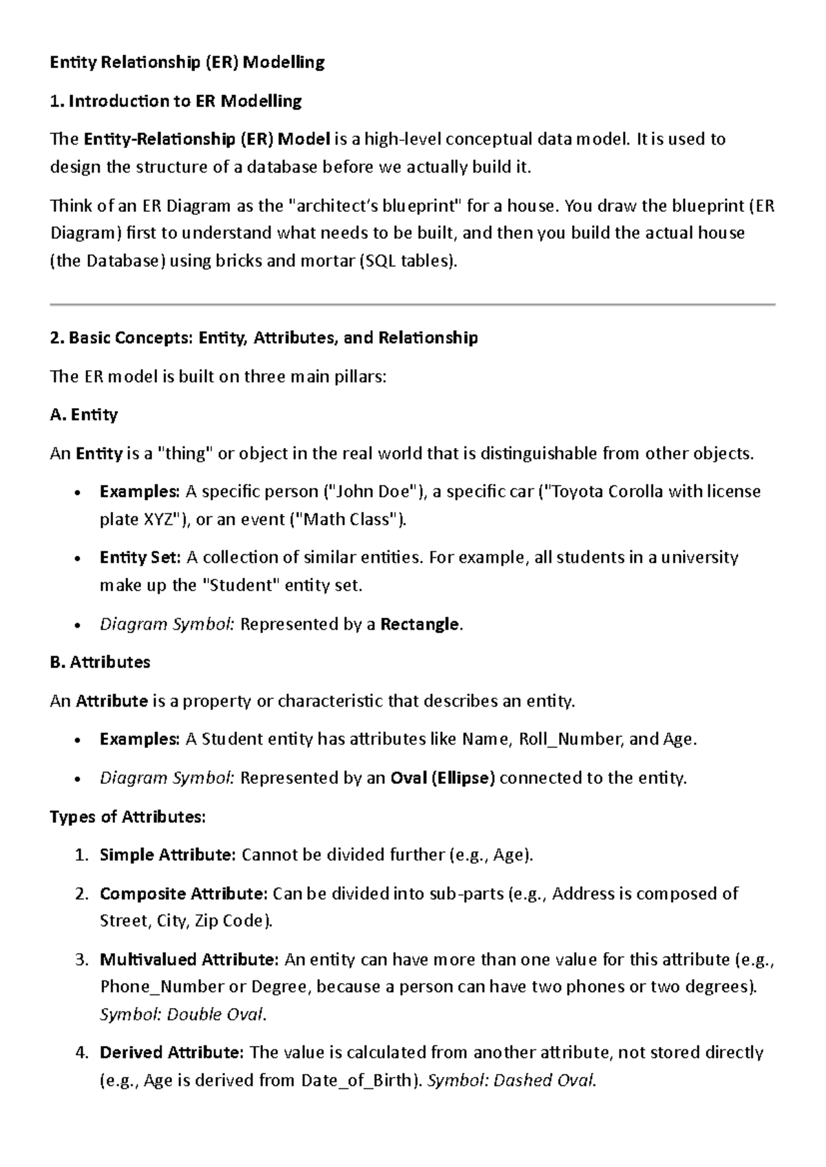 Entity Relationship (ER) Modelling - DBMS Overview and Concepts - Studocu