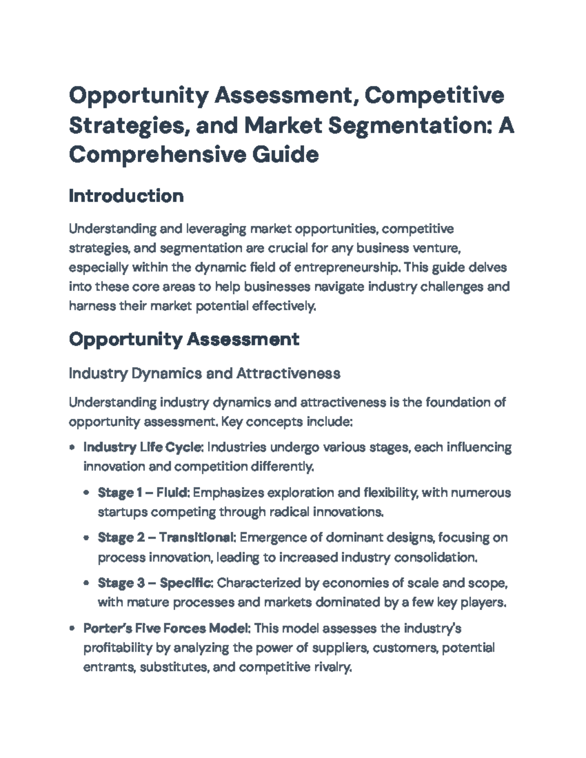 Opportunity Assessment & Competitive Strategies for Entrepreneurs Guide ...