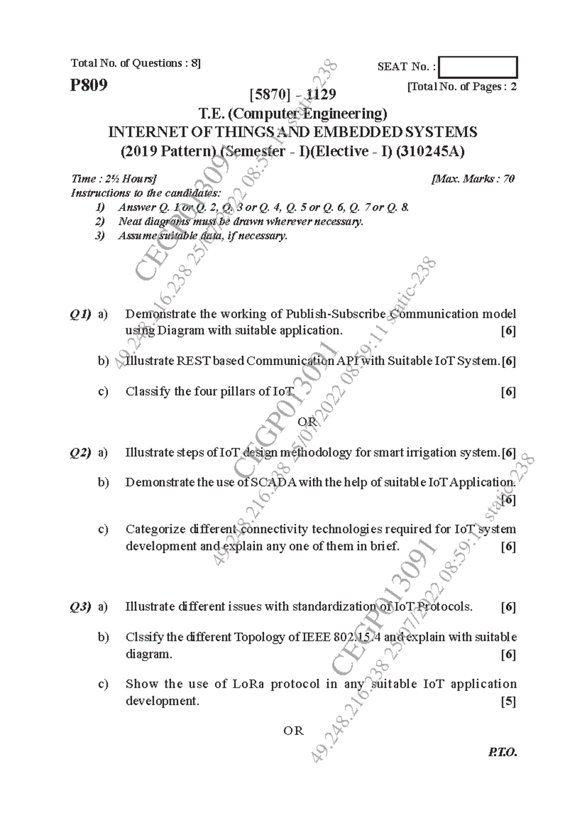 IoT PYQs 2022-2024: Comprehensive Guide for Embedded Systems (310245A ...