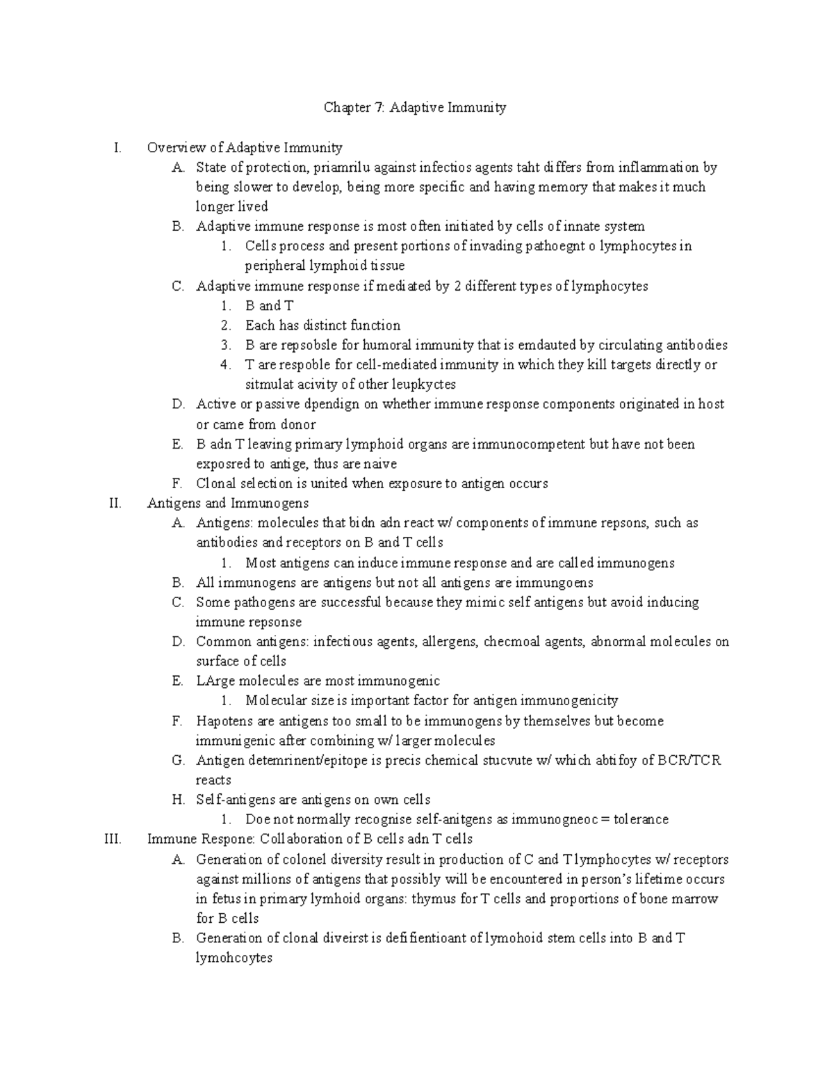 Chapter 7: Adaptive Immunity - Detailed Overview and Mechanisms - Studocu