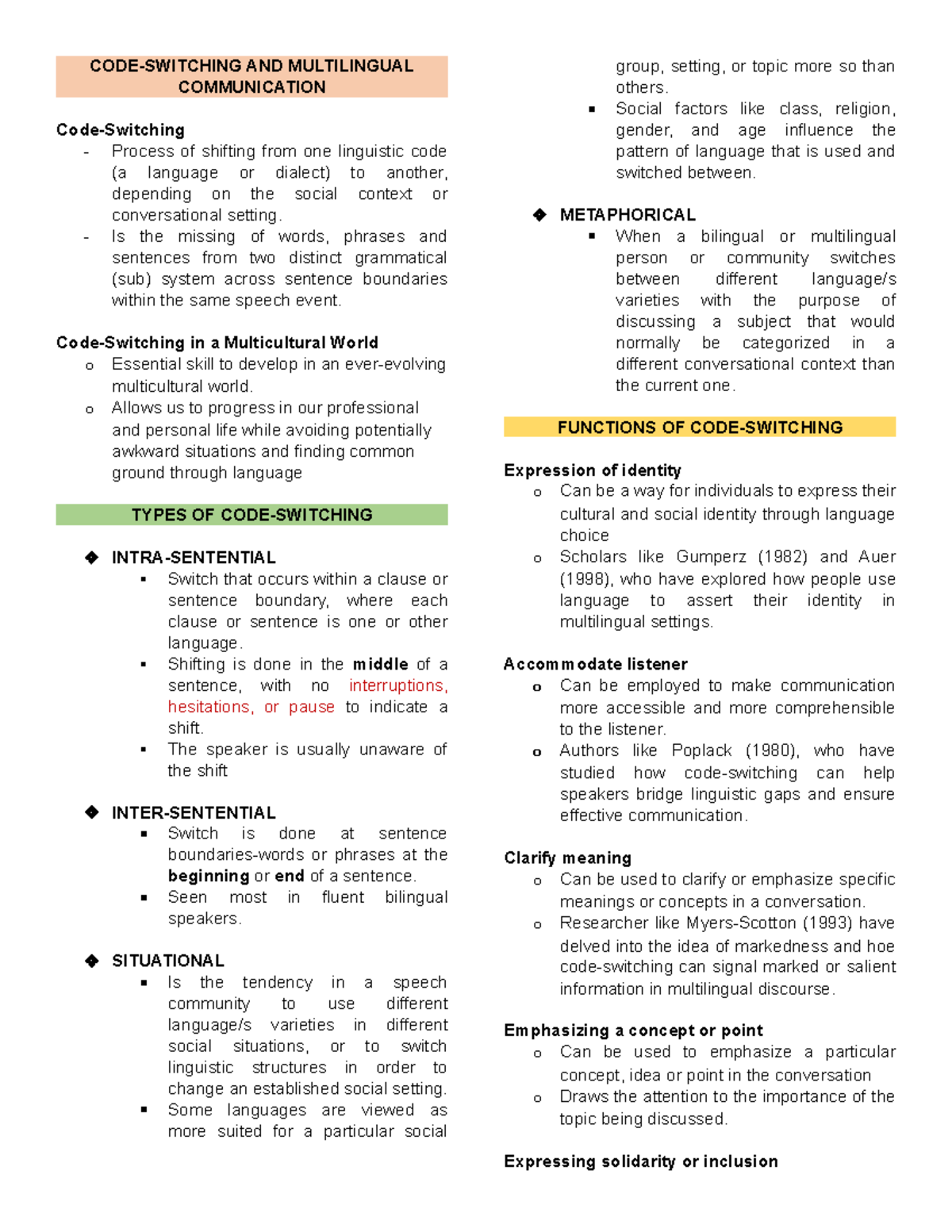 Group 3 Code Switching - CODE-SWITCHING AND MULTILINGUAL COMMUNICATION Code-Switching - Process ...