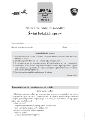 Test 3 a b - wielki test z działu trzeciego - JP V/3A Język polski ...