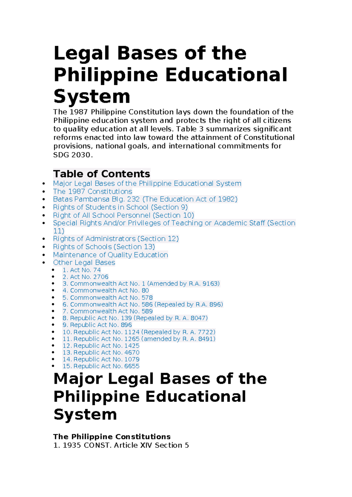 Philippine Educational System: Legal Bases & Constitutional Framework ...