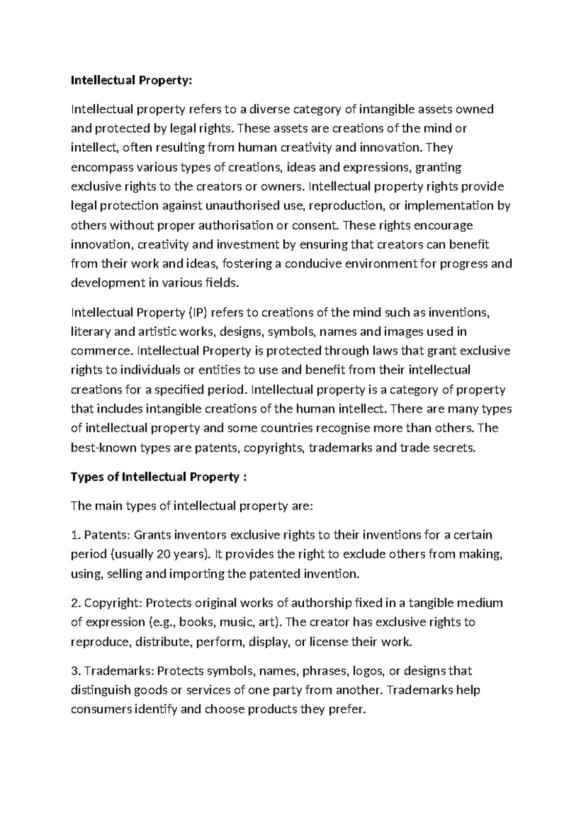 Unit 05 04: Comprehensive Overview of Intellectual Property Rights ...