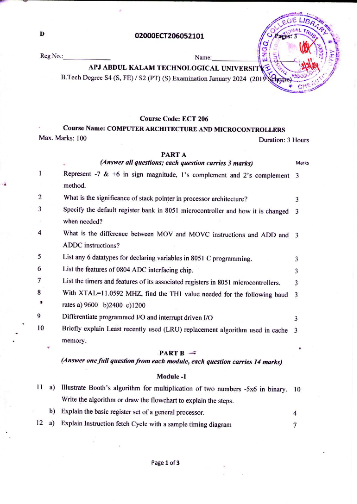 ECT 206 Final Exam: Computer Architecture & Microcontrollers Notes ...