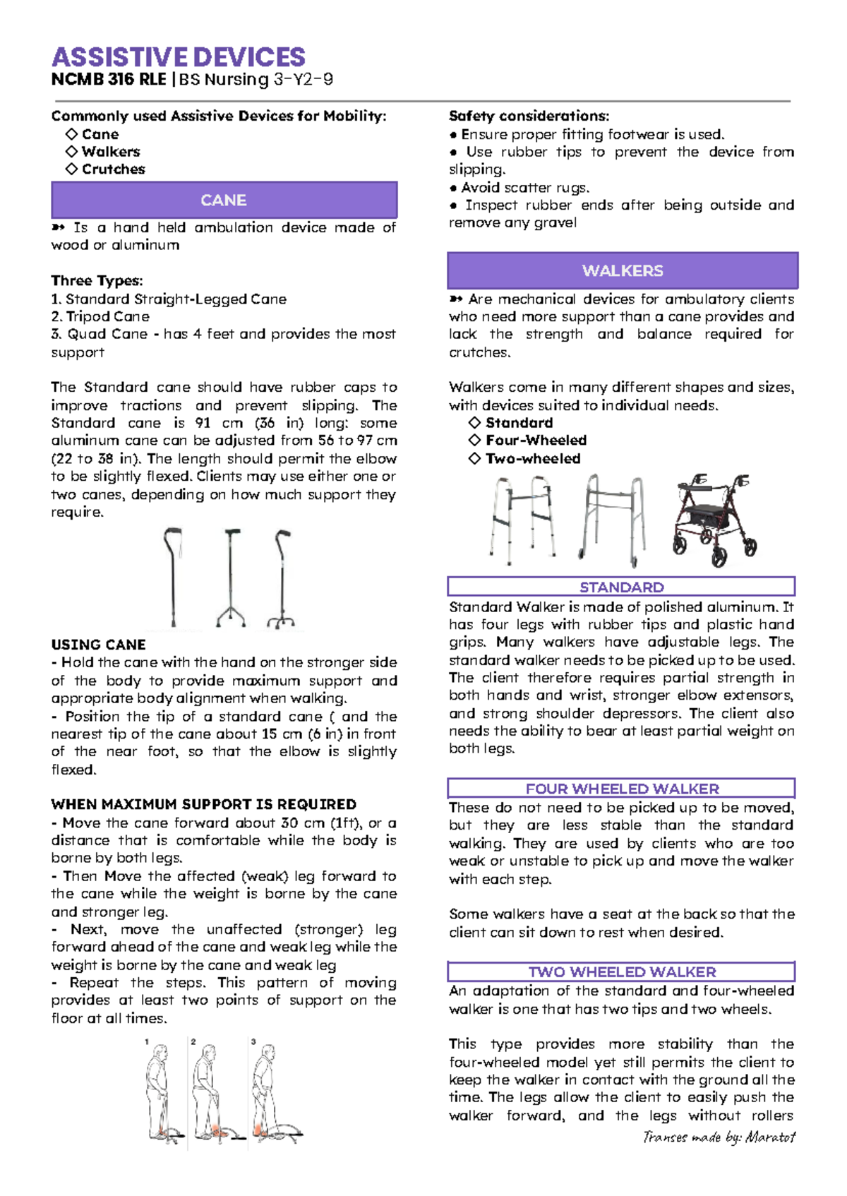 NCMB 316 RLE Retdem Reviewer - ASSISTIVE DEVICES NCMB 316 RLE | BS ...