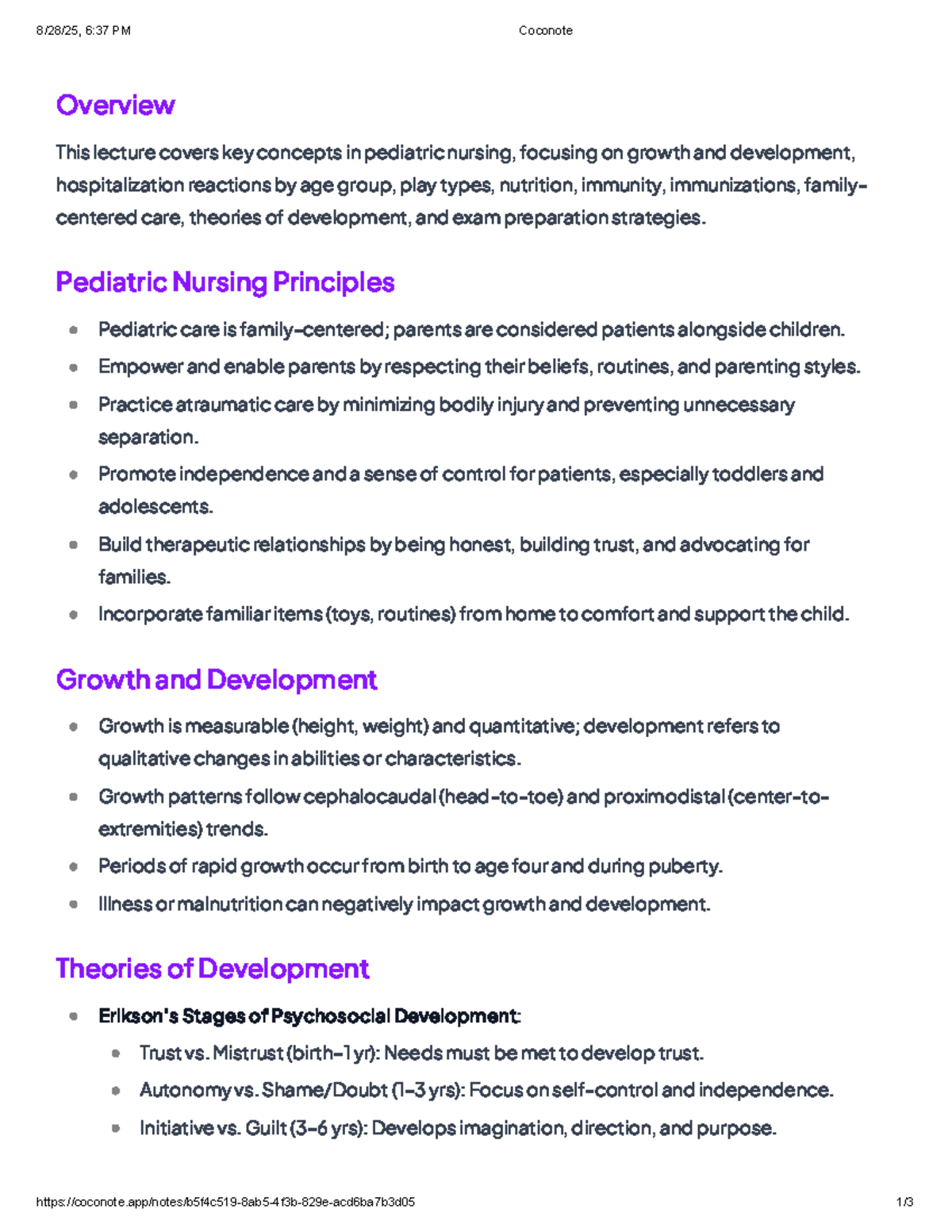 Pediatric Nursing Lecture Notes: Growth, Development & Exam Prep (6:37 ...