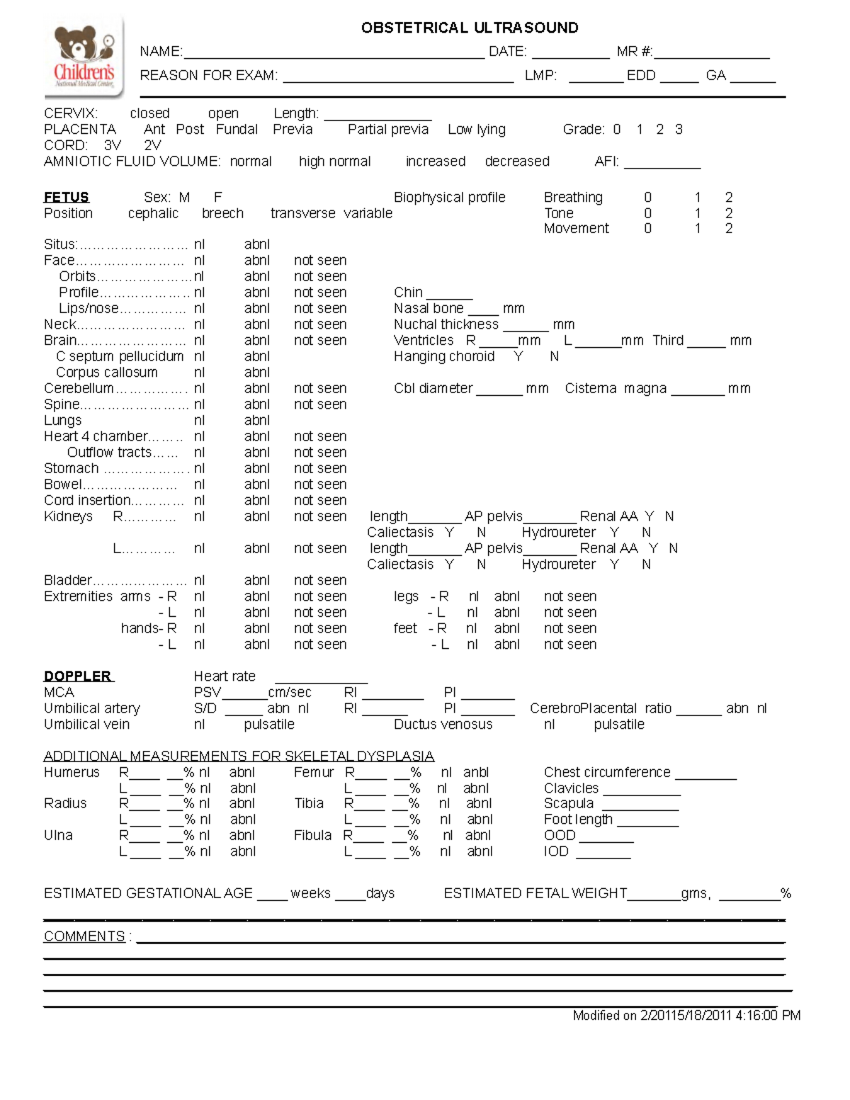 OB Ultrasound Report Template 2: Comprehensive Assessment Guide - Studocu