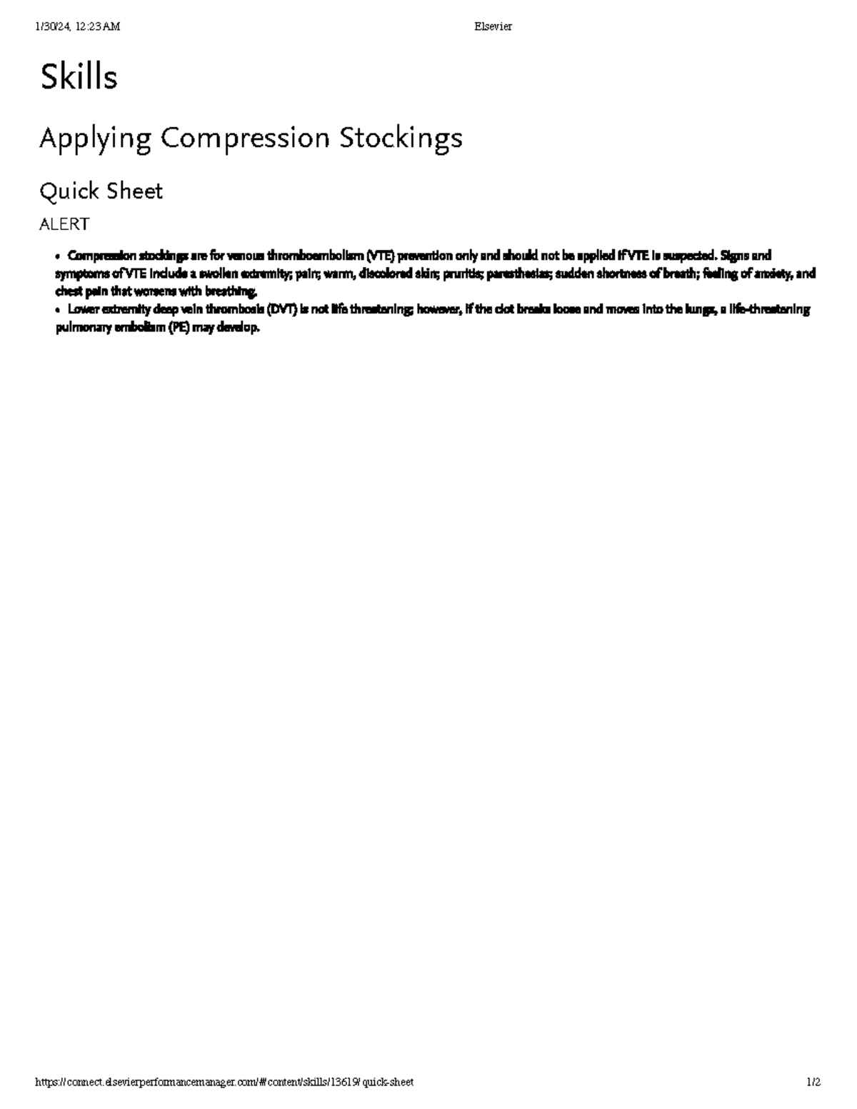 EL Skills: Quick Guide to Applying Compression Stockings - Studocu