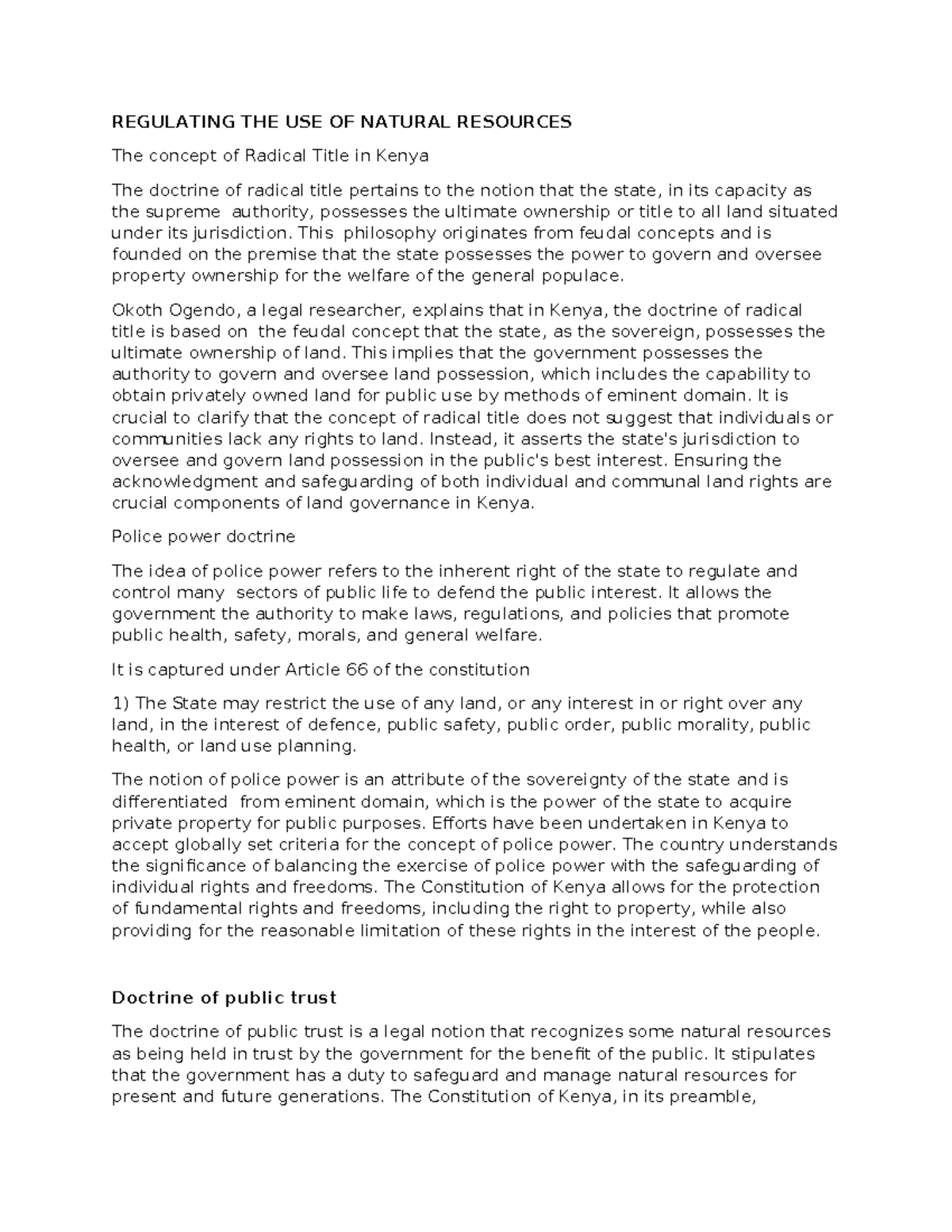 Regulating Natural Resources in Kenya: Radical Title & Governance Notes ...