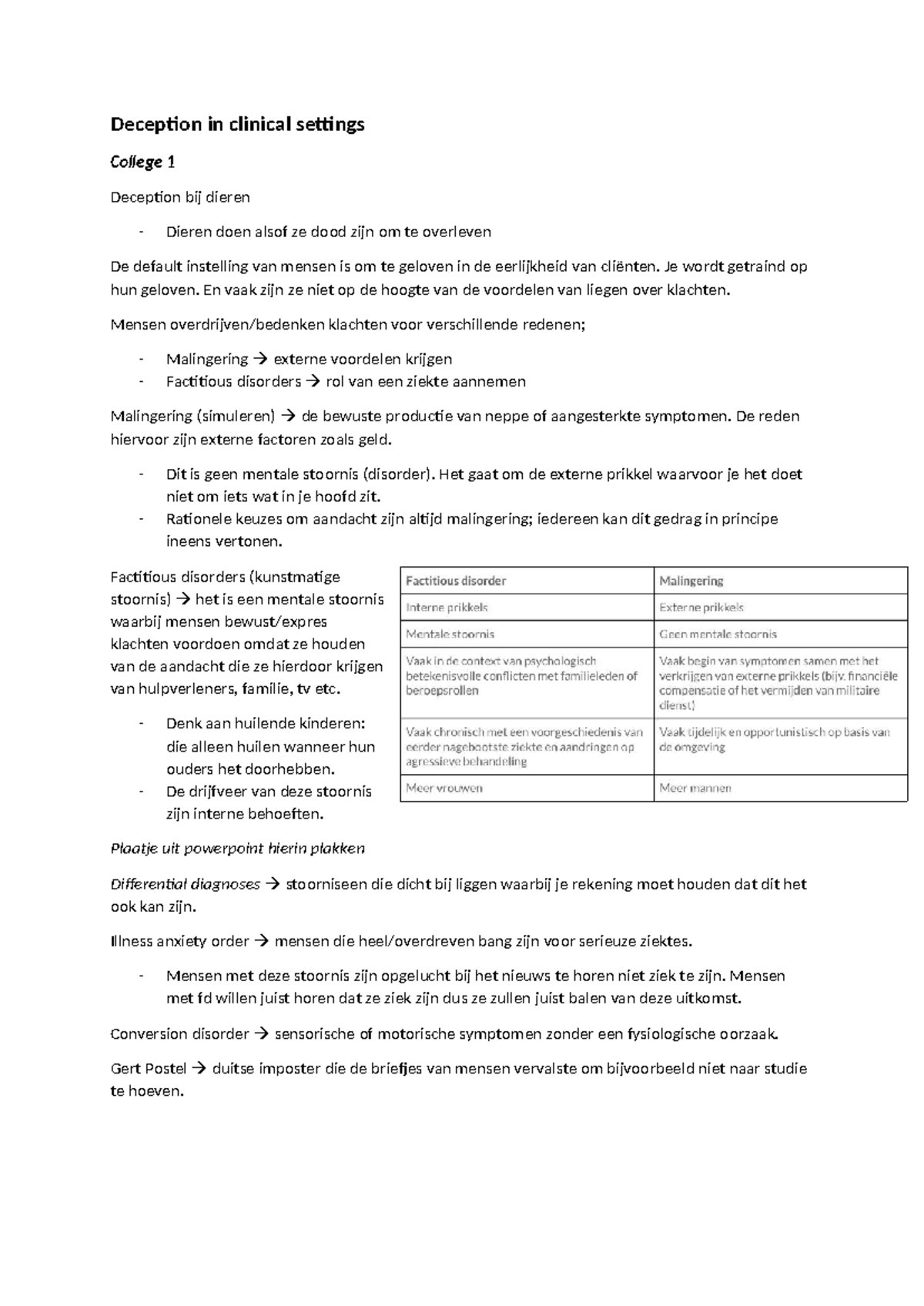 Deceptie in Klinische Omgevingen: Malingering en Factitious Disorders ...