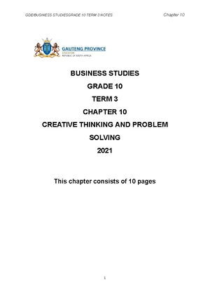 Grade 10 BSTD Term 3 Chapter 13 Business Plan Notes 2021 - Studocu