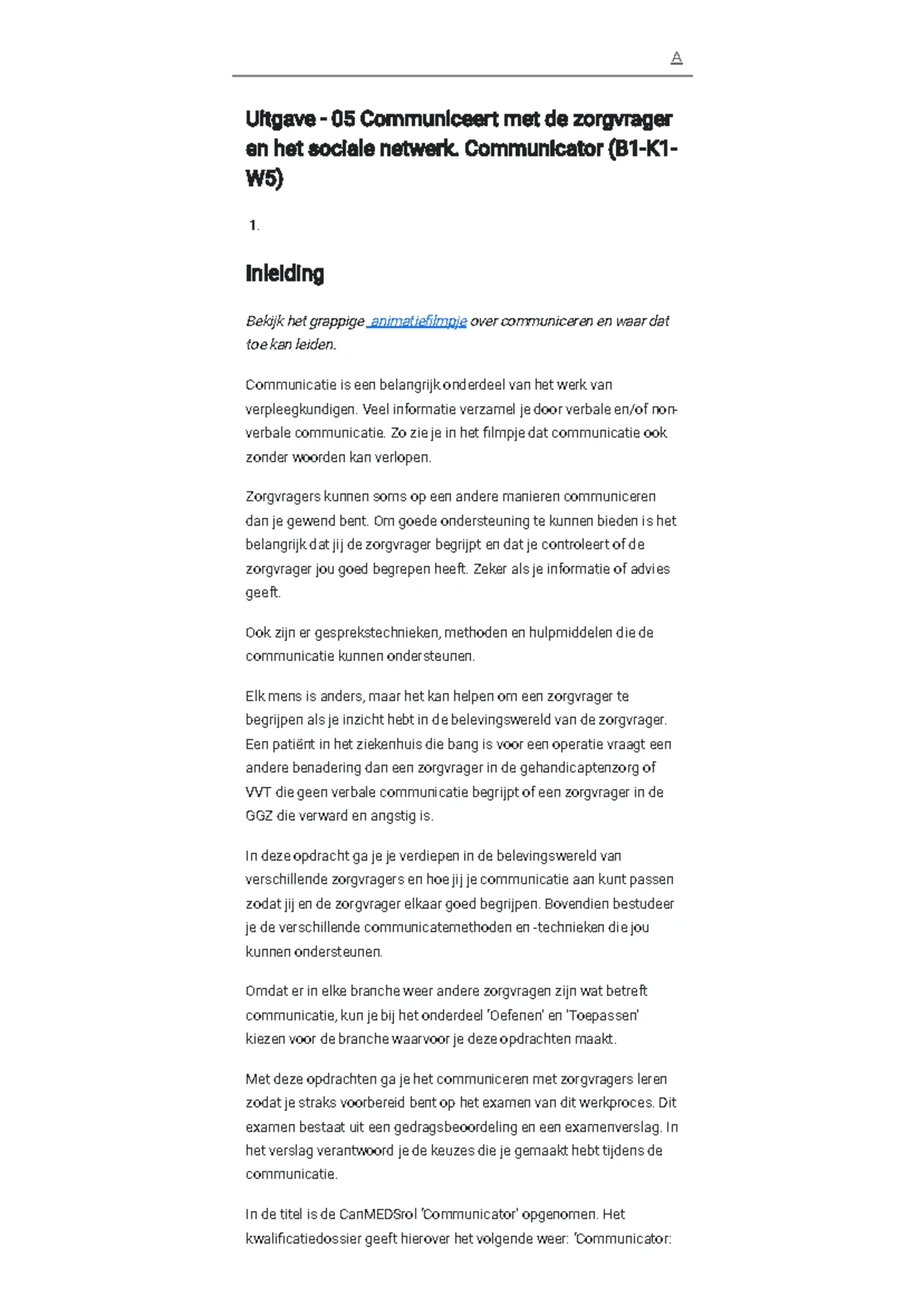 Verpleegkundige Diagnose en Zorgplan Opstellen - Zorgverlener (B1-K1-W2 ...