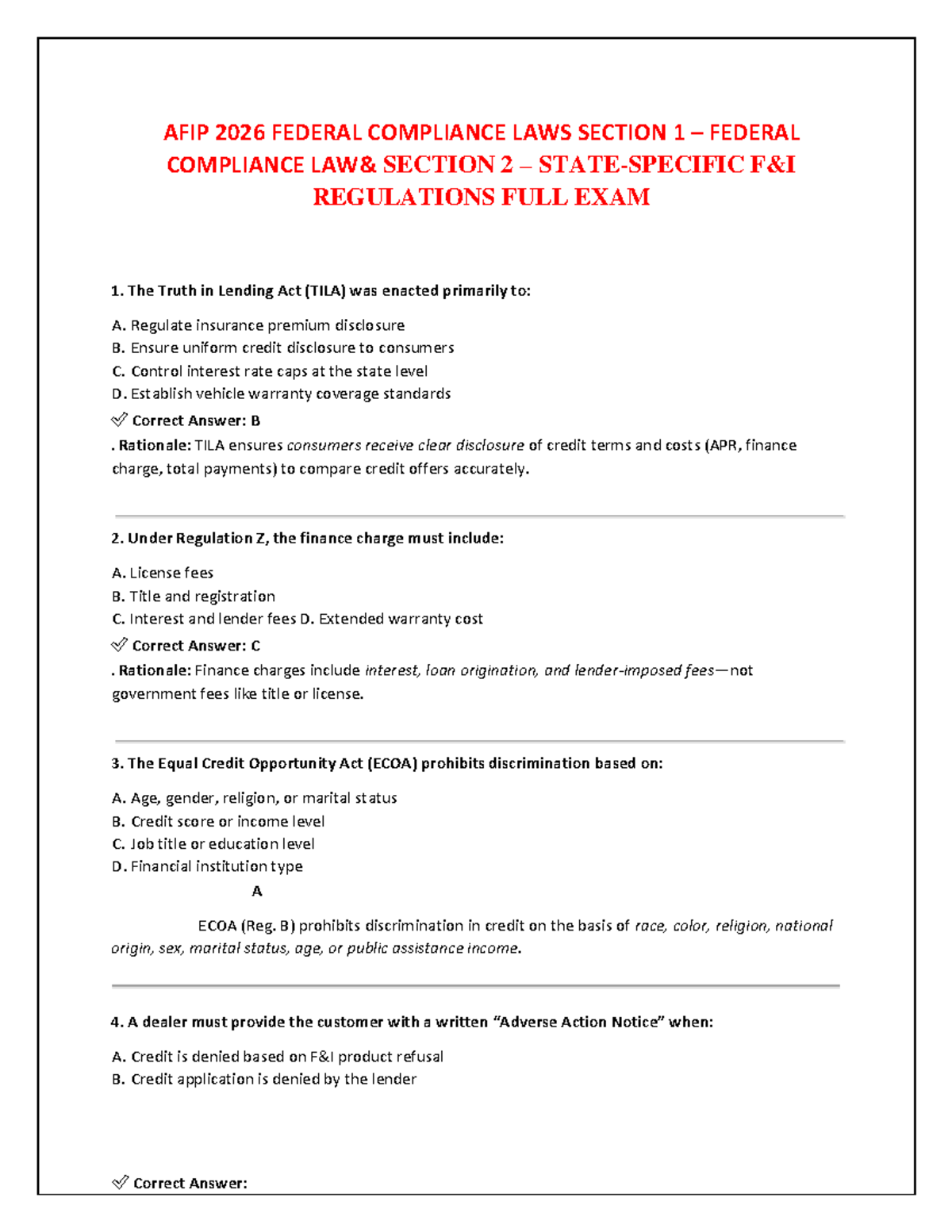AFIP 2026 Federal & State Compliance Laws Full Exam Guide - Studocu