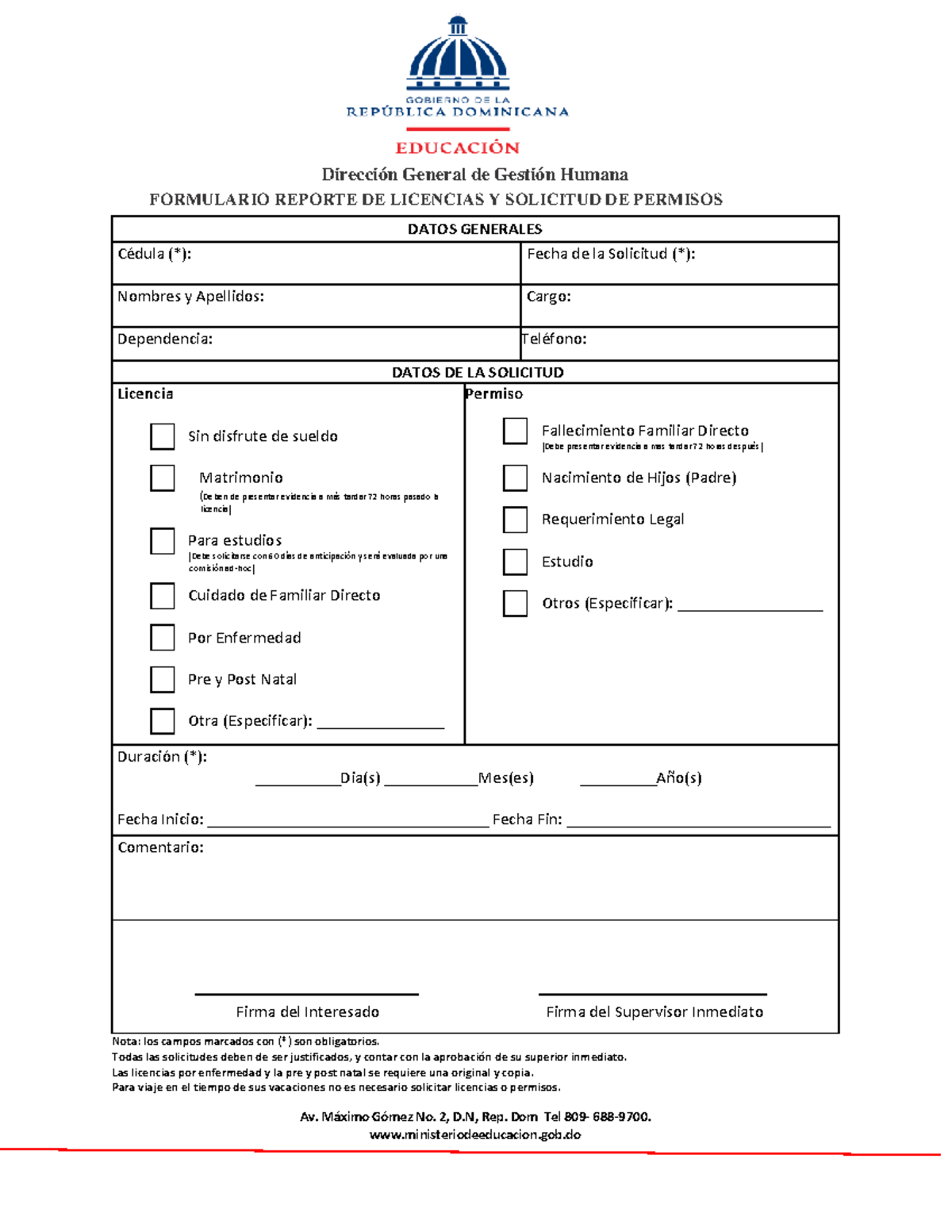 Formulario de Reporte de Licencias y Solicitud de Permisos - Studocu