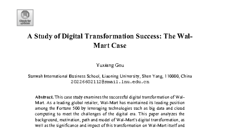 Digital Transformation Success: The Walmart Case Study (IBR 2025) - Studocu