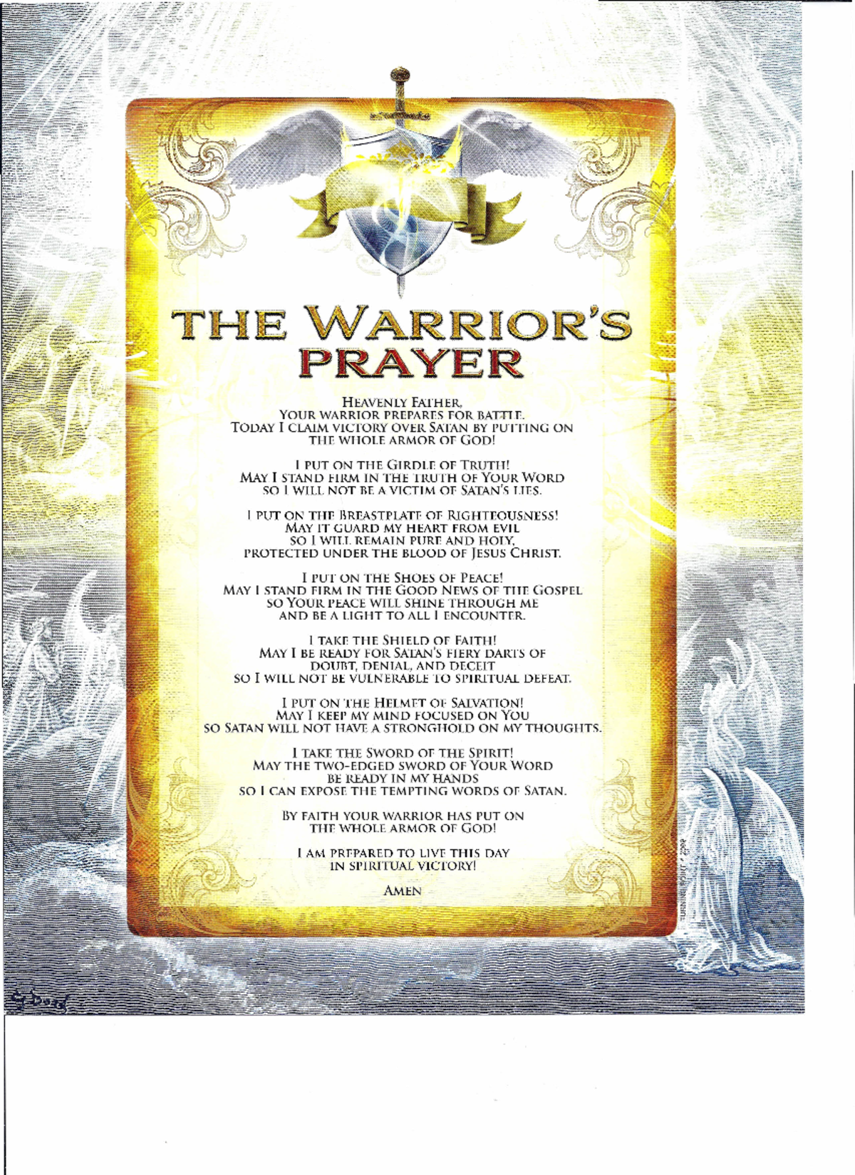 Warriors Prayer - .- AMEN HEAVENLY FATHER, YOUR WARRIOR PREPARES FOR ...