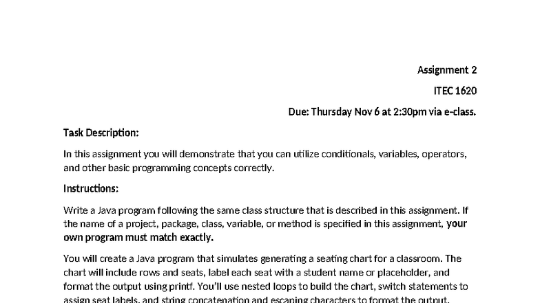 Assignment 2: Java Mood Tracker Program - ITEC 1620 - Studocu