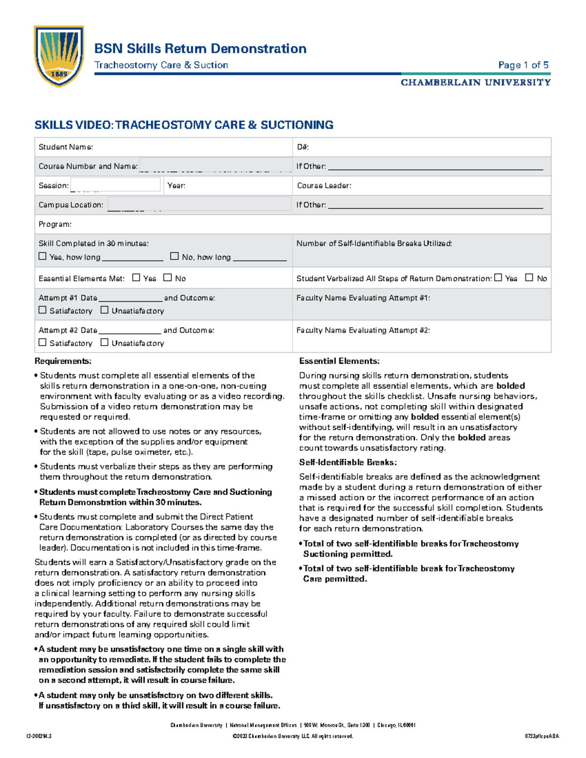 BSN Skills Return Demonstration: Tracheostomy Care & Suctioning - Studocu