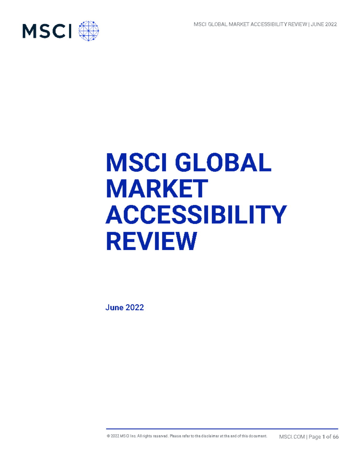 MSCI 2022 Global Market Accessibility Review: Key Criteria and Findings ...