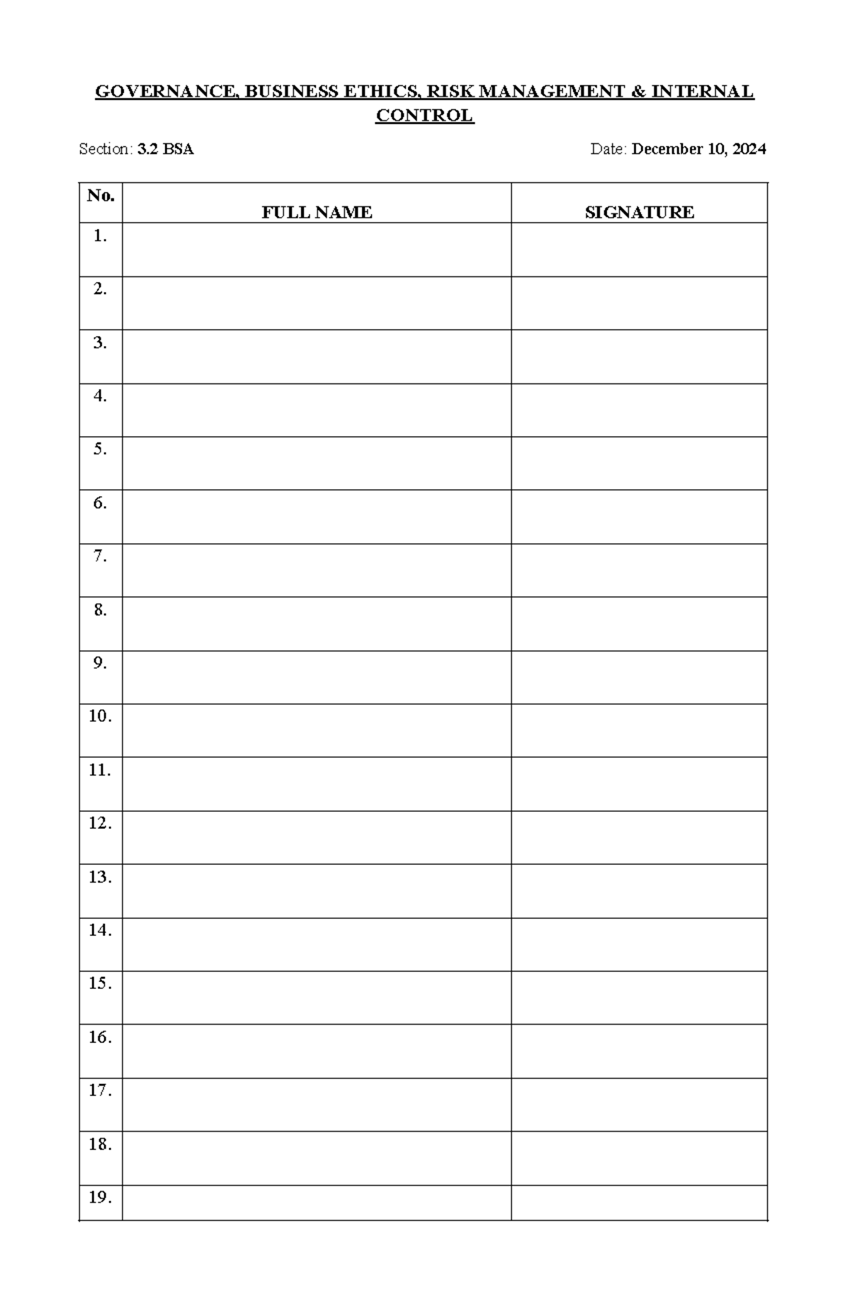 Attendance - Just cute tables to help u organize - GOVERNANCE, BUSINESS ...