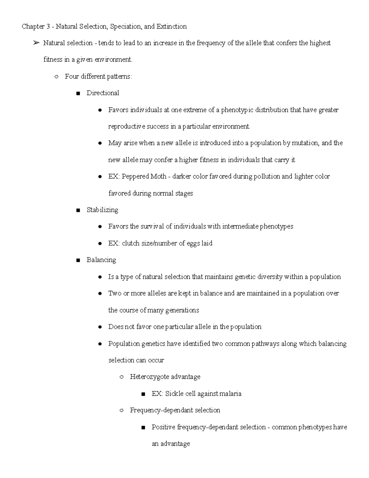 BIOL 101 Chapter 3 Notes: Natural Selection & Speciation Dynamics - Studocu