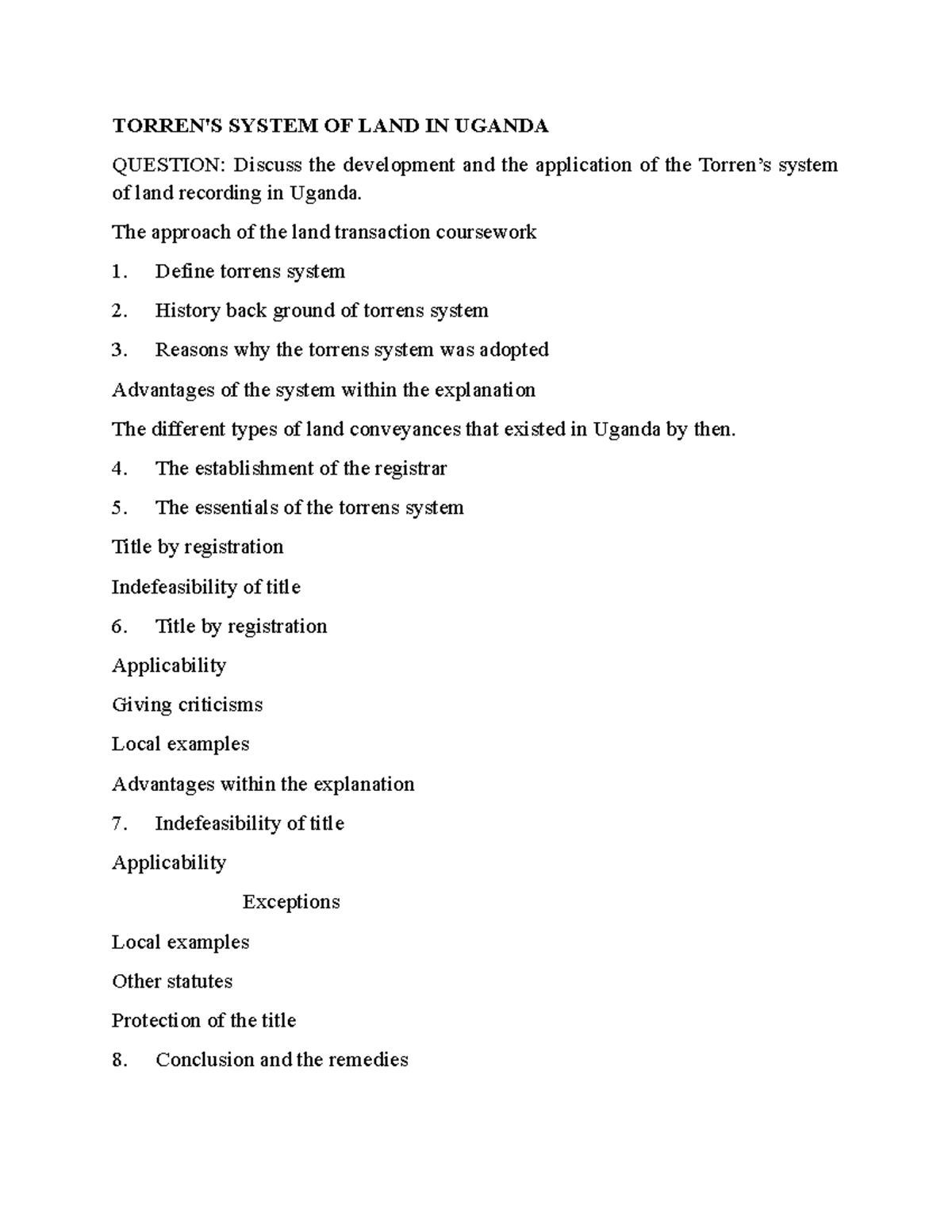 Torrens System of Land Recording in Uganda: Development & Application ...