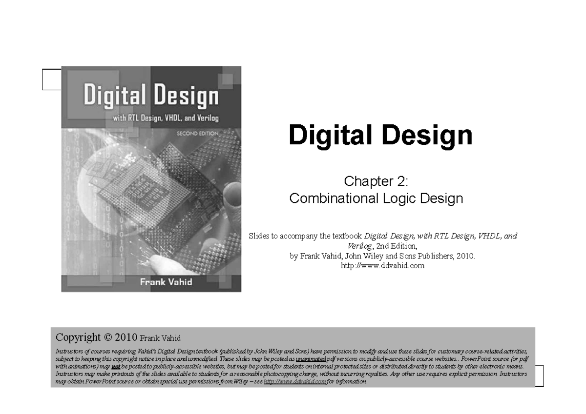 Ch02 - about - Digital Design 2e Copyright © 2010 Frank Vahid 1 Digital ...