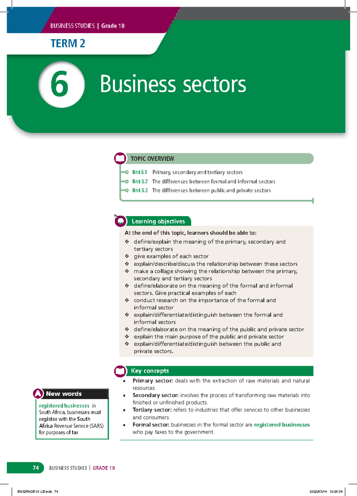 Grade 10 Business Studies Term 2: Overview of Business Sectors - Studocu