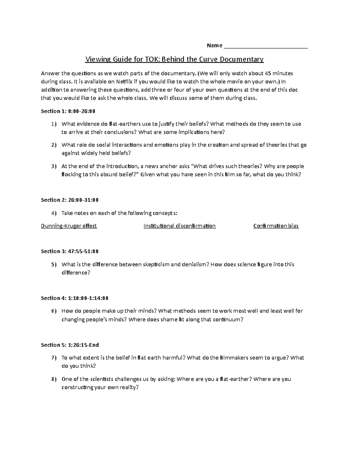 Princess Kromah - Behind The Curve Questions - Name ___________________________ Viewing Guide ...