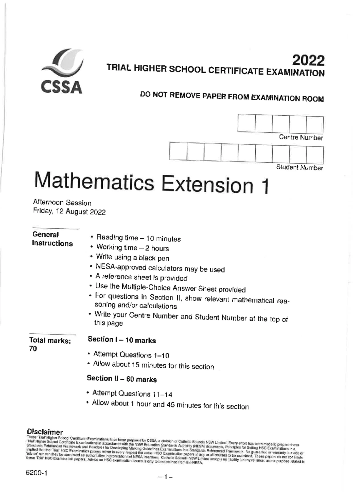 Math Extension 1 HSC Past Papers 2022 - Comprehensive Exam Review - Studocu