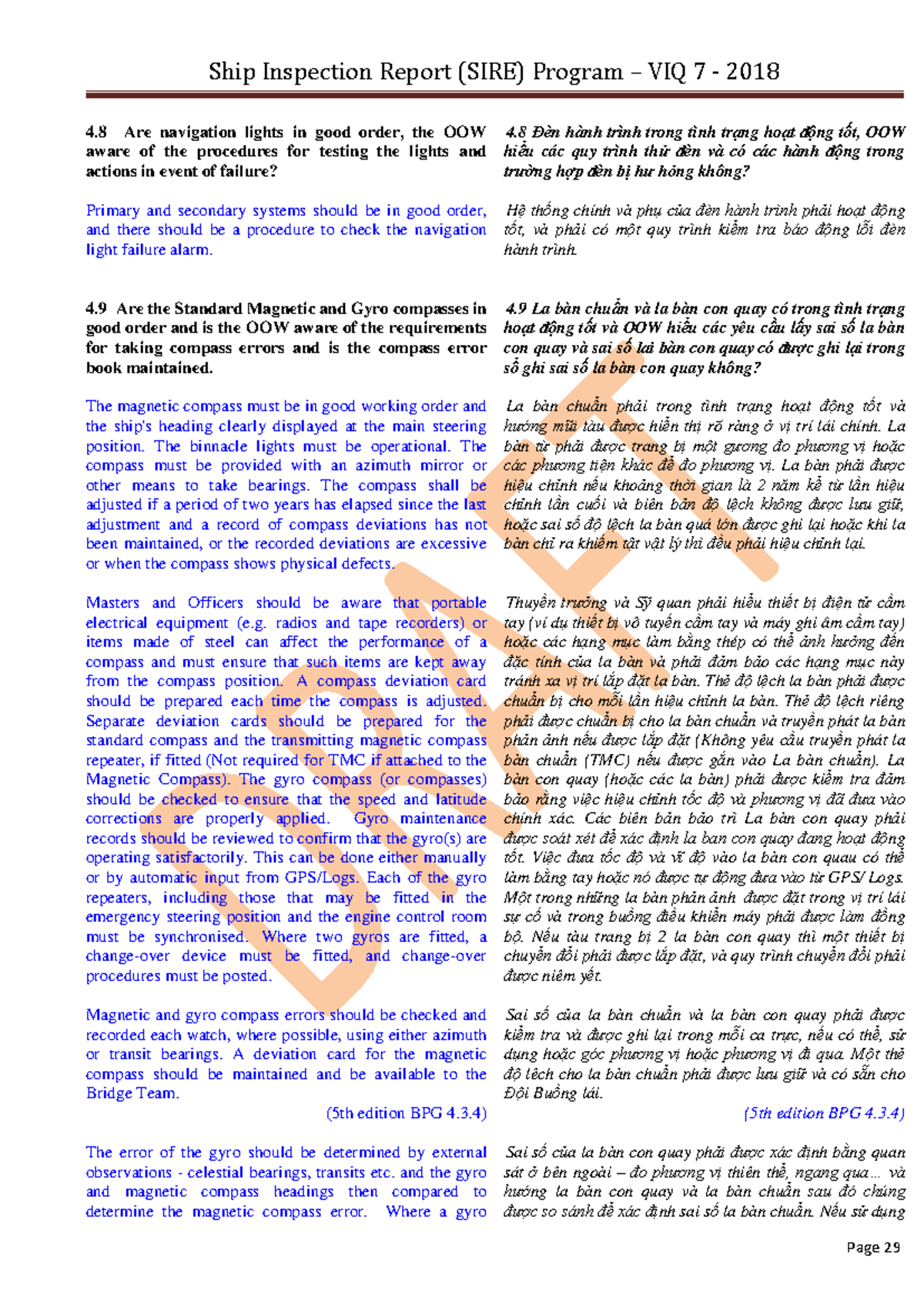 Ship Inspection Report (SIRE) Program VIQ 7: Navigation Lights ...