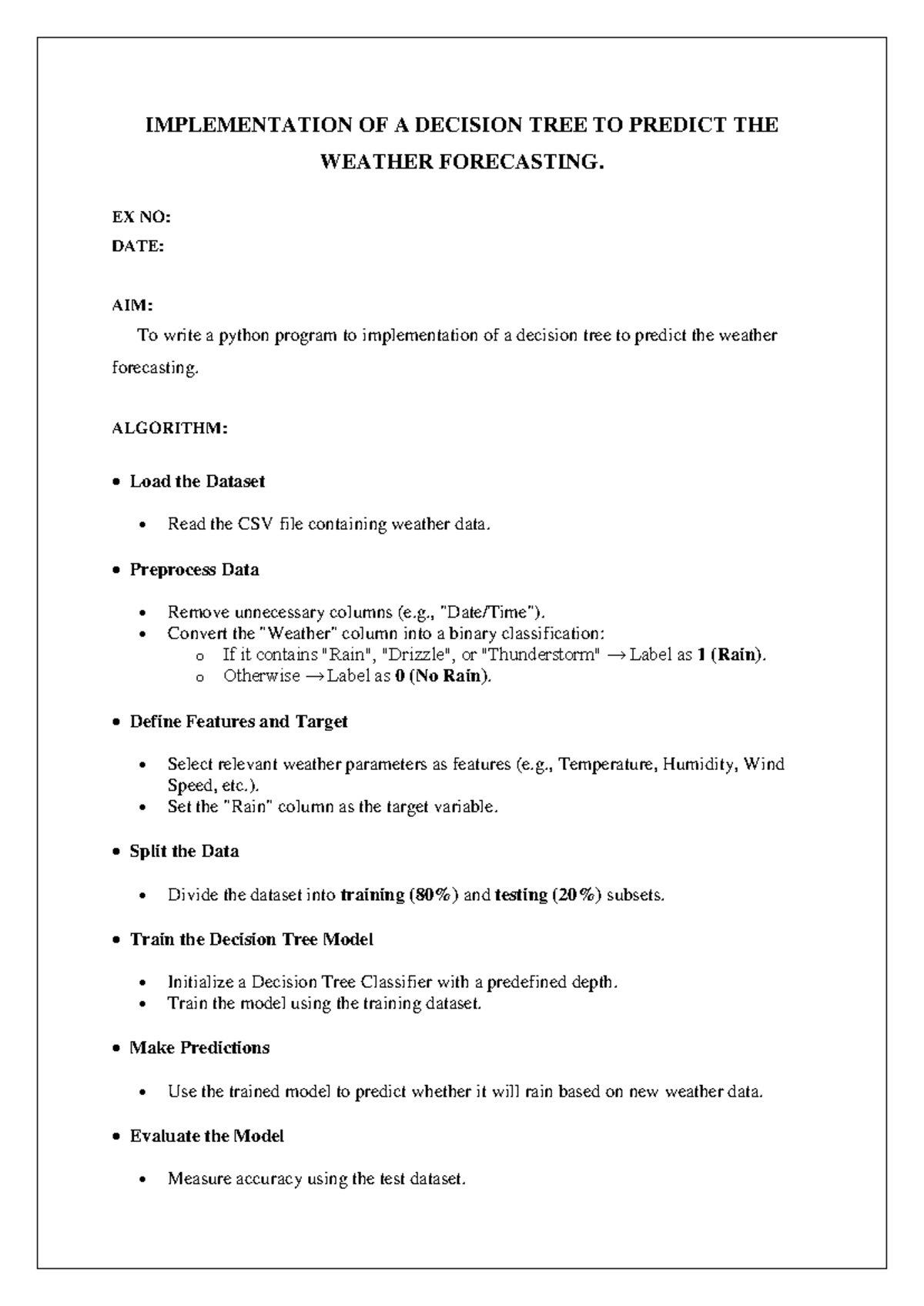 Decision tree - Machine learning - IMPLEMENTATION OF A DECISION TREE TO ...