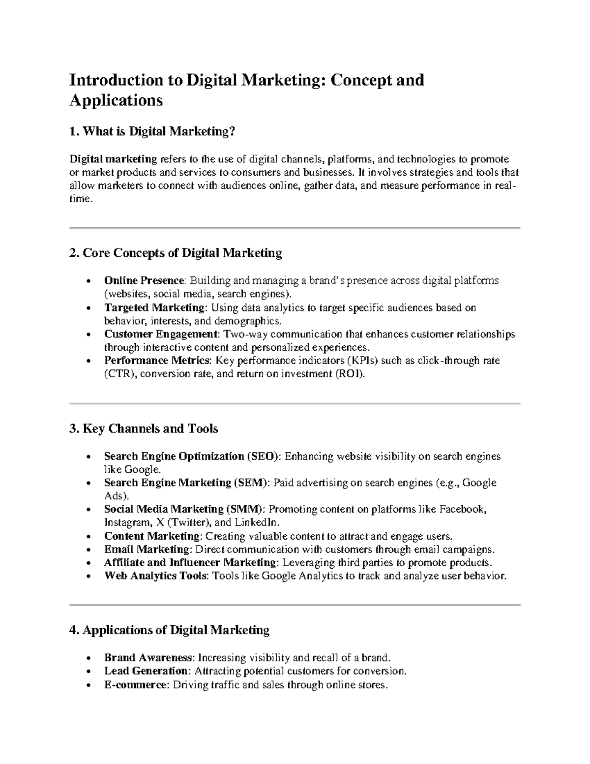 Digital Marketing 101: Concepts, Tools, and Applications Overview - Studocu