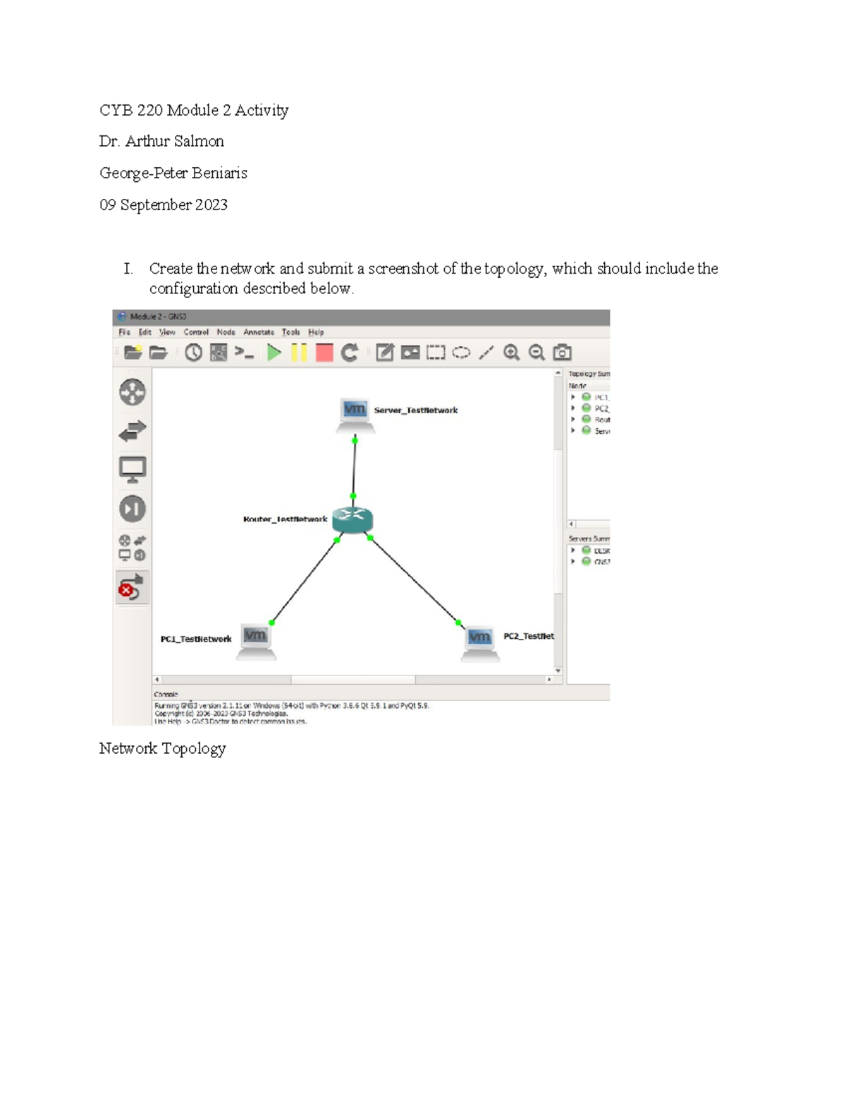 CYB 220 Module 2 Networking Activity and Configuration Guide - Studocu
