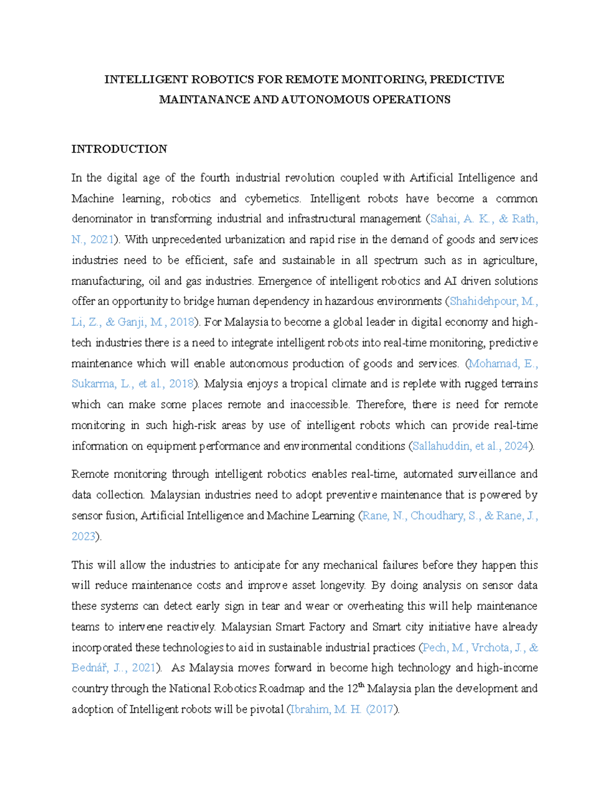 Intelligent Robotics for Remote Monitoring & Predictive Maintenance: A ...